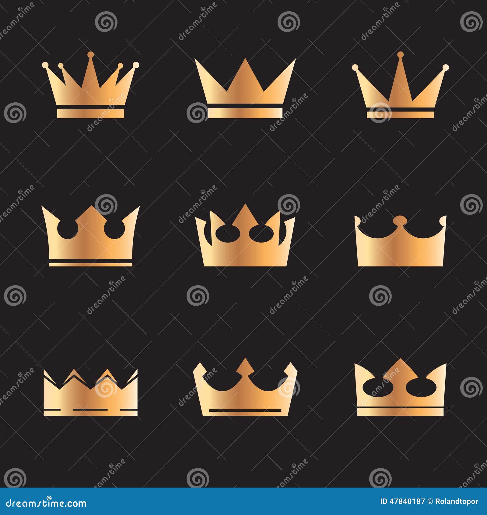 Set of gold crowns stock illustration. Illustration of kingdom - 47840187