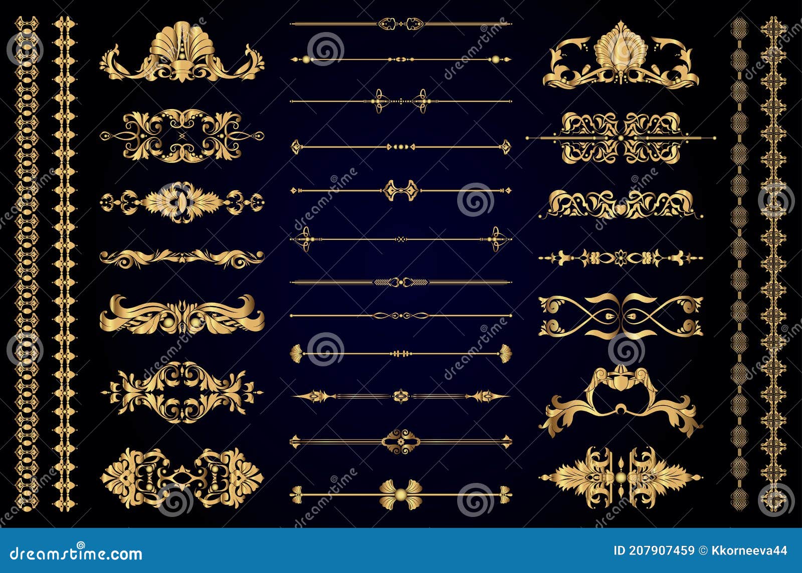 Set of Gold Decorative Elements for Book Decoration, Holidays and ...