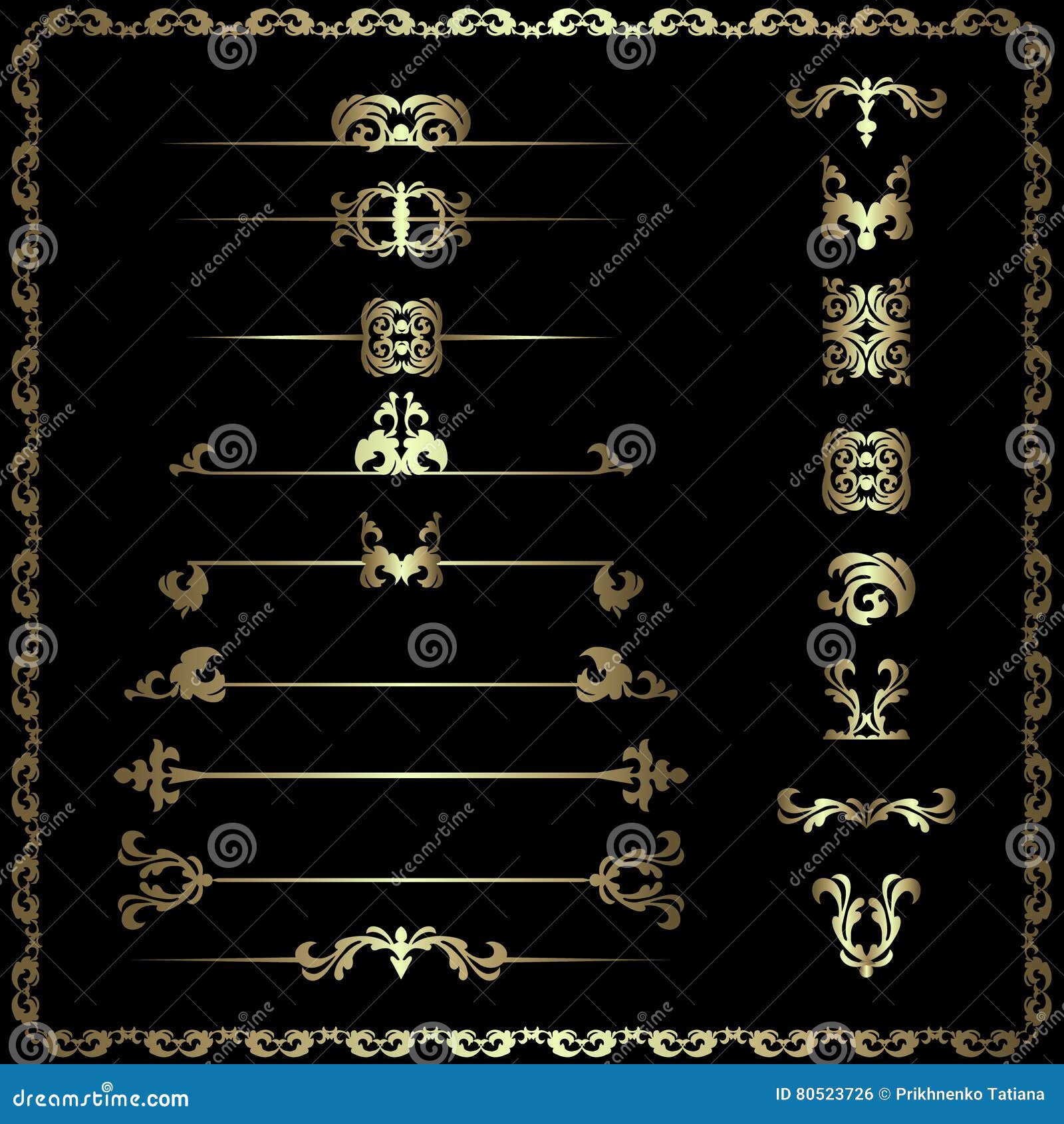 Set of Gold Design Elements Stock Vector - Illustration of ...