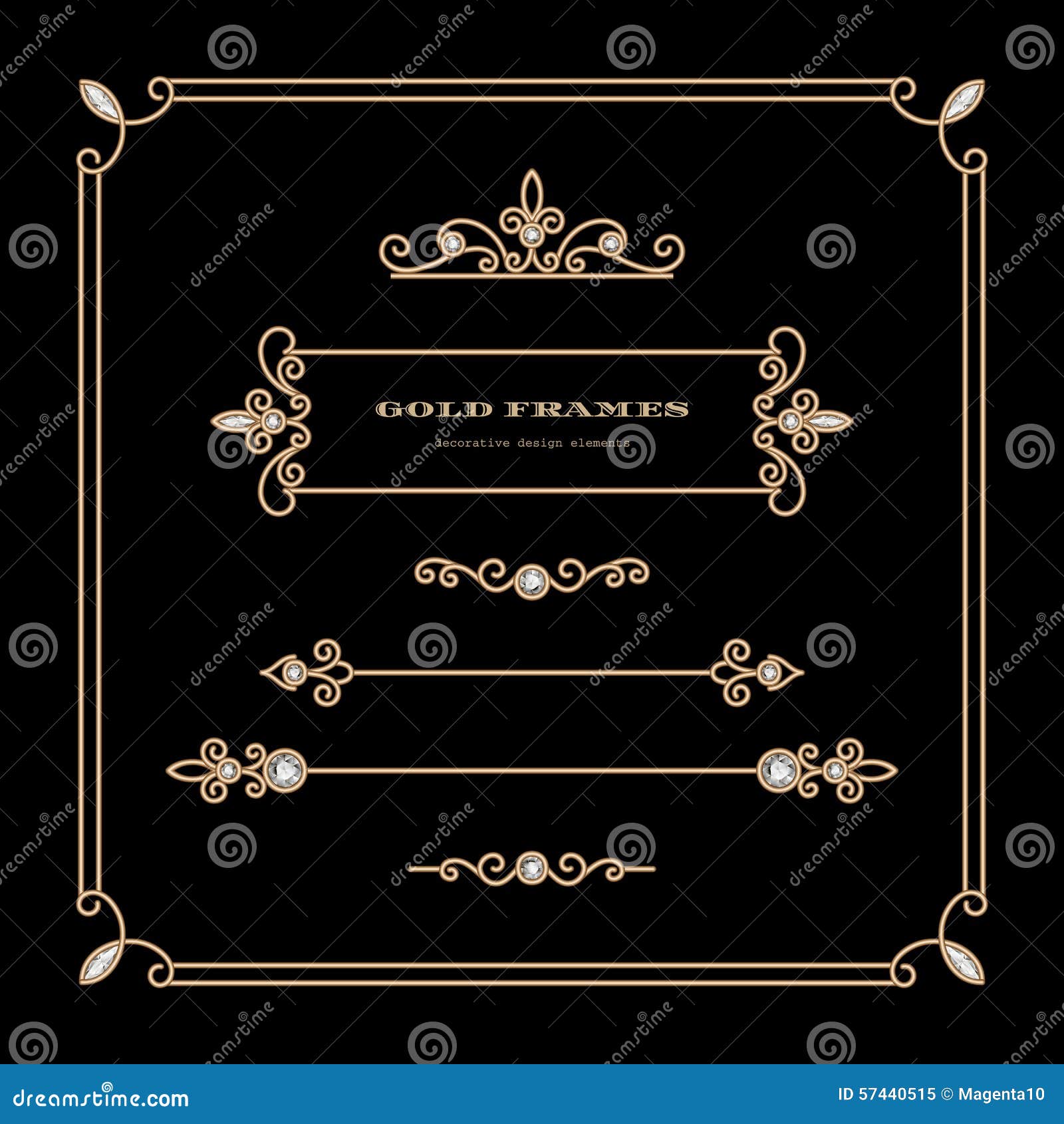 Set of Gold Design Elements Stock Vector - Illustration of antique ...