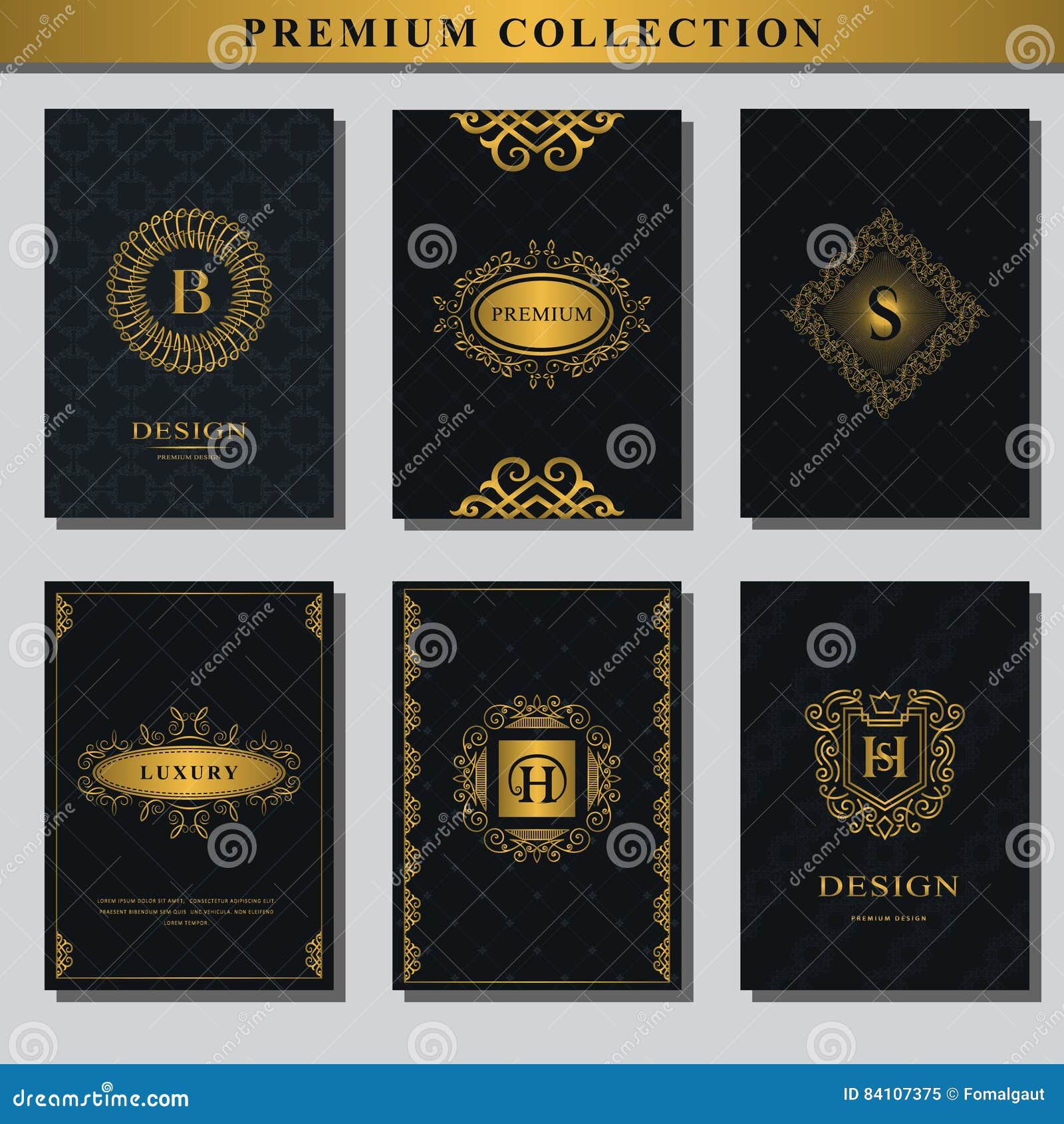 Set of Gold Emblems. Collection of Design Elements, Labels, Icon ...