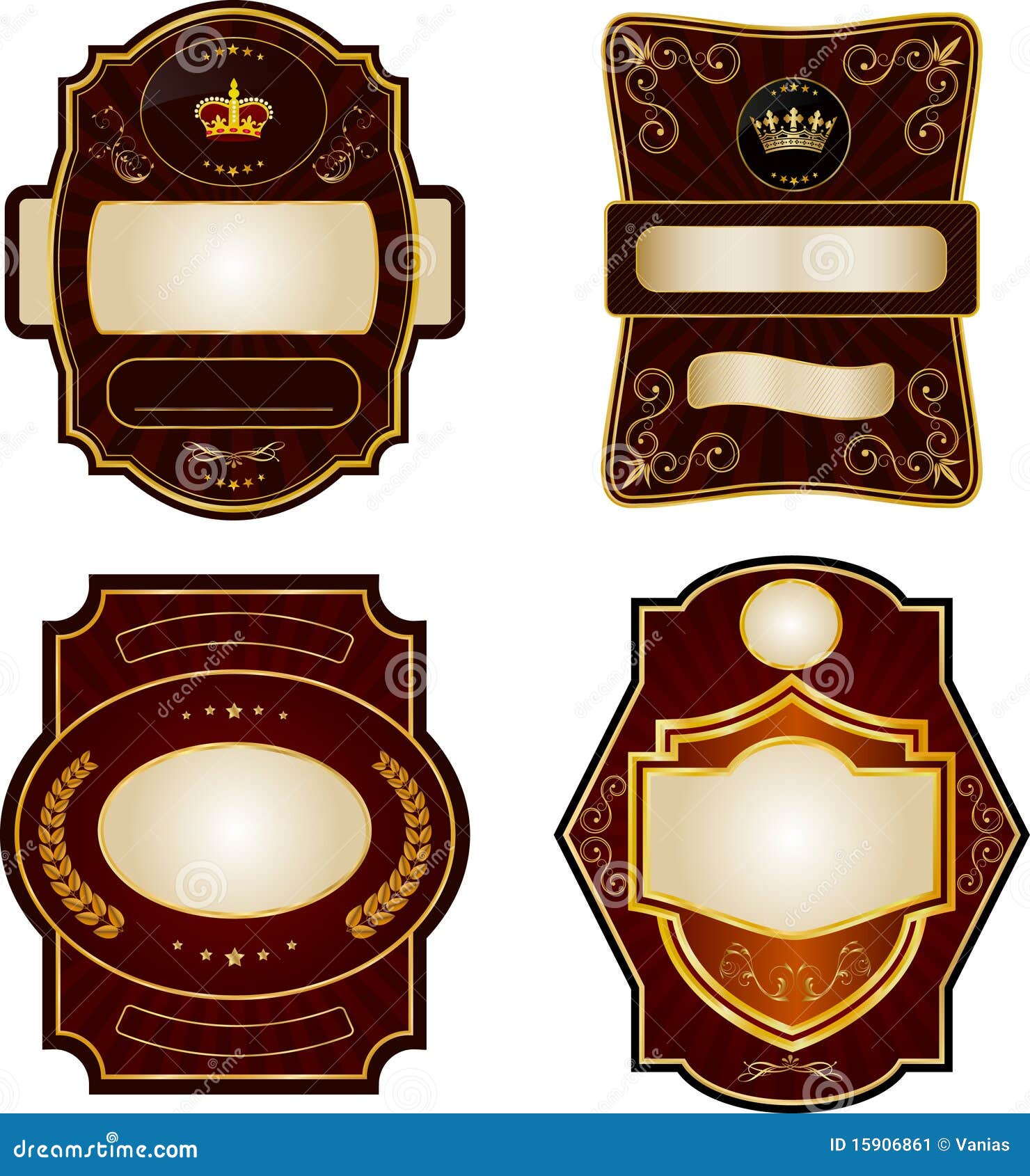 Set of gold-framed labels stock vector. Illustration of antique - 15906861