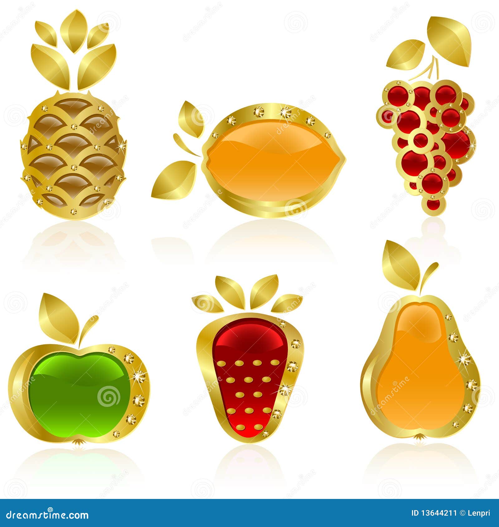 Set from gold fruit stock vector. Illustration of icon - 13644211