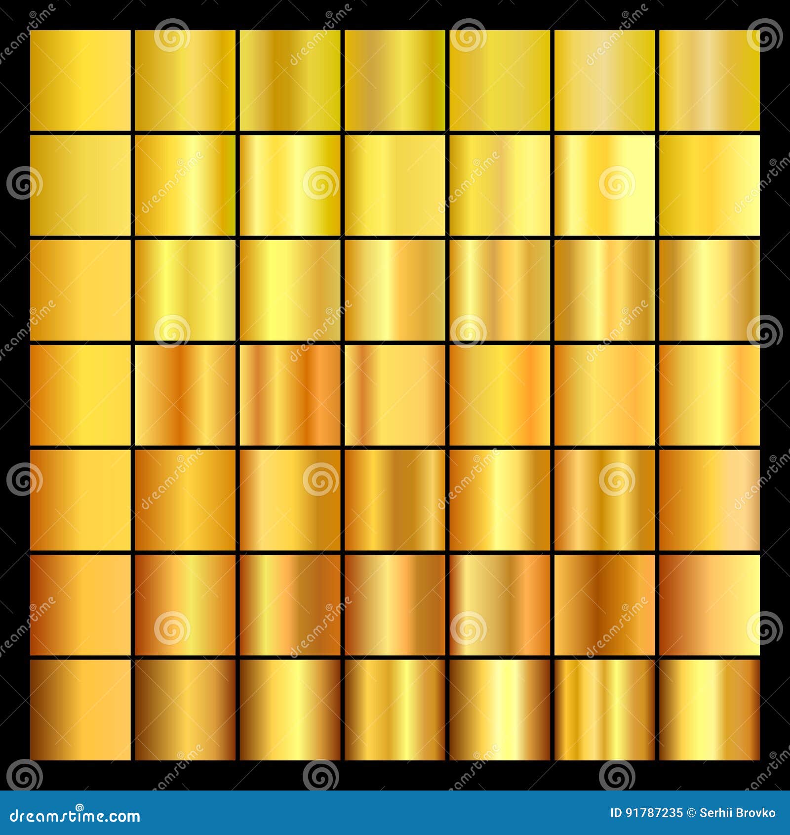 Set of Gold Gradients. Collection of Gold Backgrounds Stock Vector ...