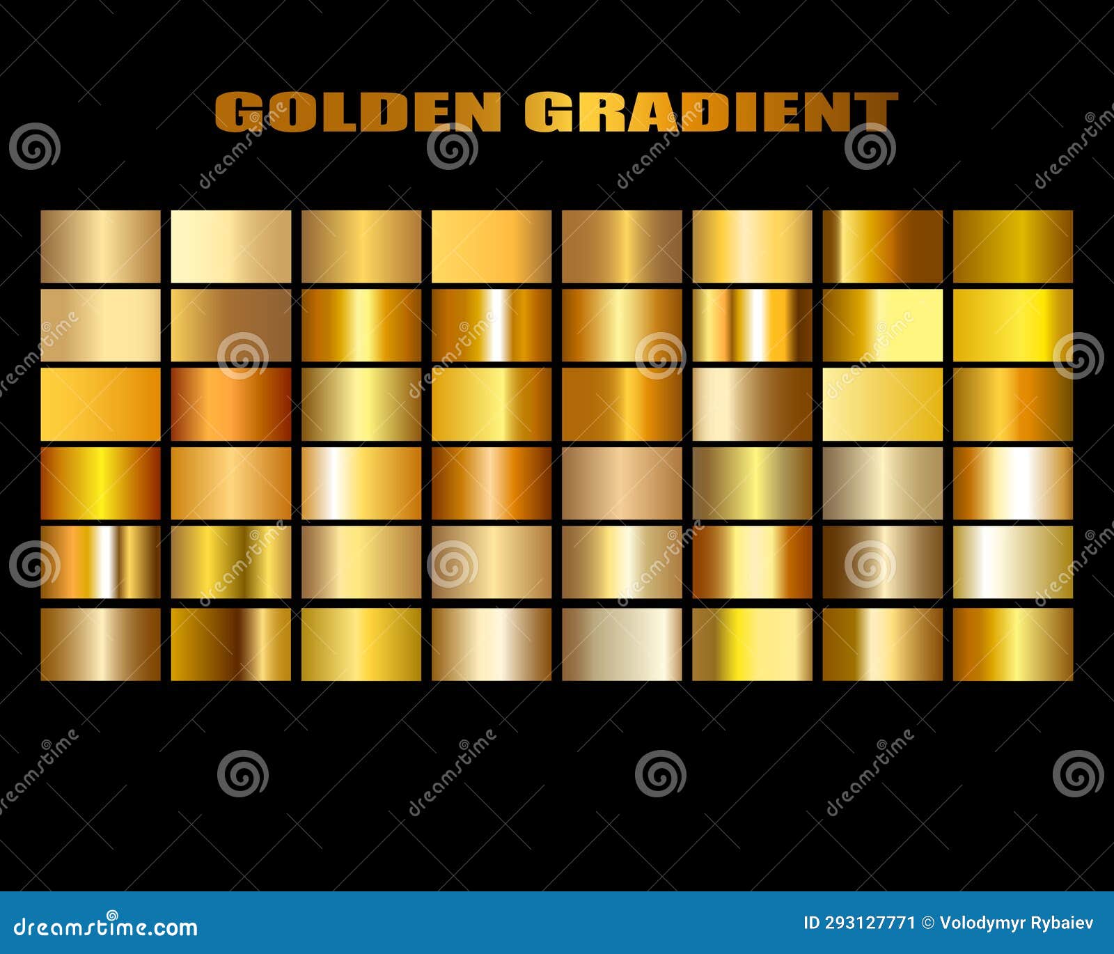 Set of Gold Gradients. Golden Squares Collection. Illustration. Stock ...