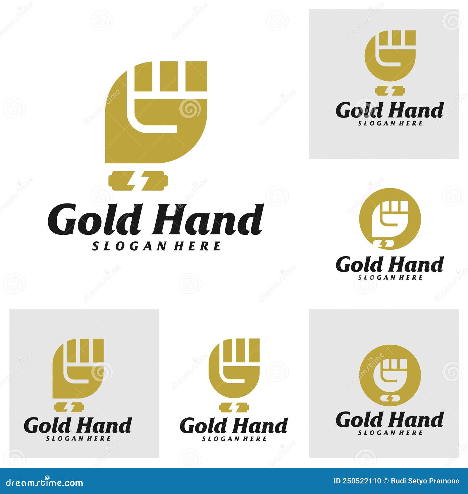 Set of Gold Hand Logo Design Template. Clench Hand Logo Concept Vector ...