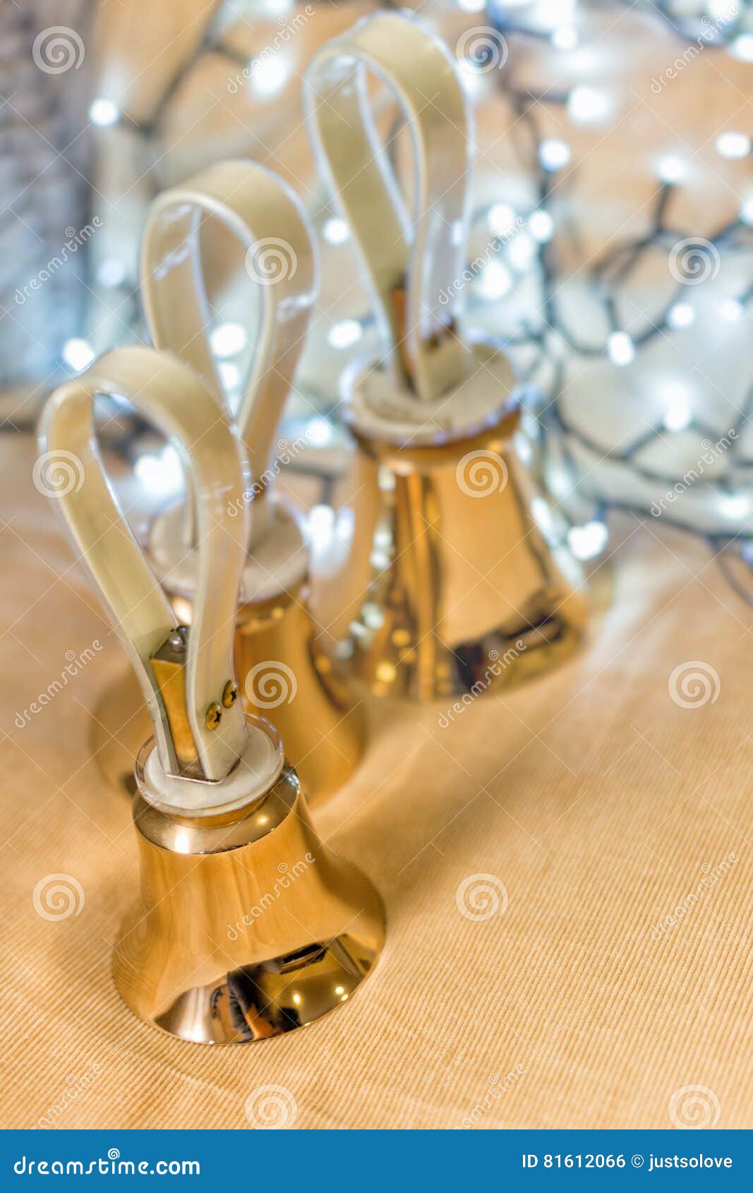 Set of Gold Handbells on Table during Concert Stock Photo - Image of ...