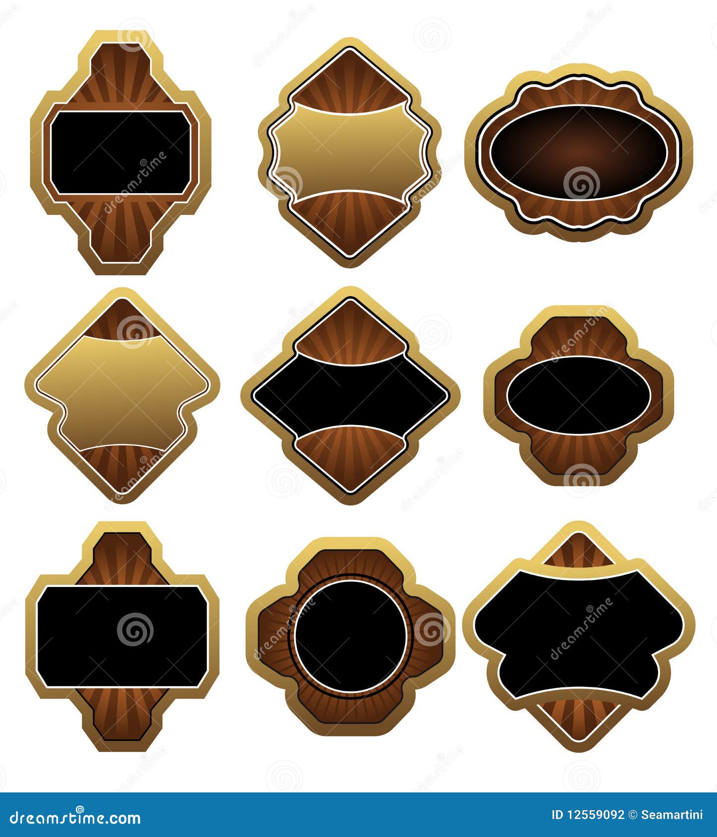 Set of gold labels stock vector. Illustration of label - 12559092