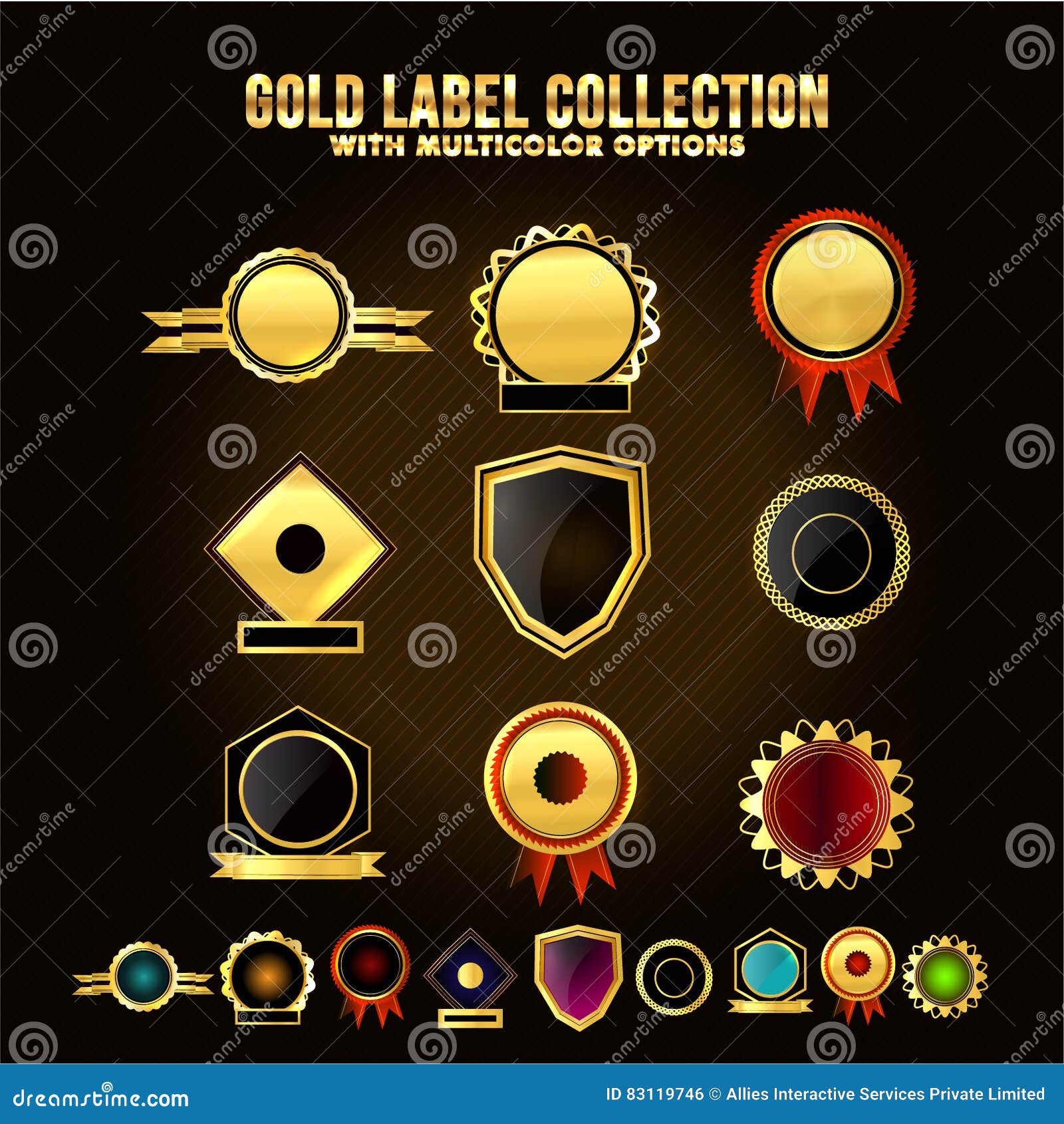 Set of Gold Labels, Shield, Badge, Sticker. Stock Illustration ...