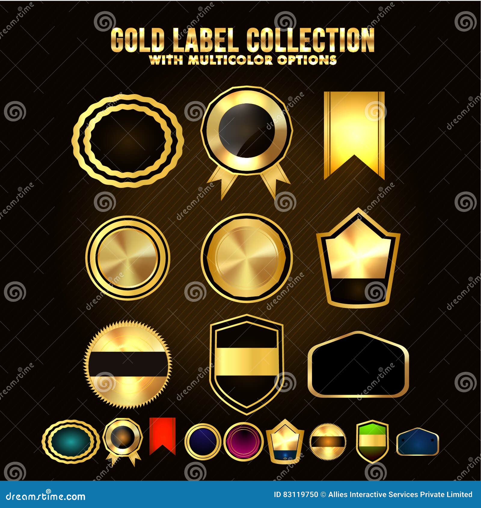 Set of Gold Labels, Shield, Badge, Sticker. Stock Illustration ...