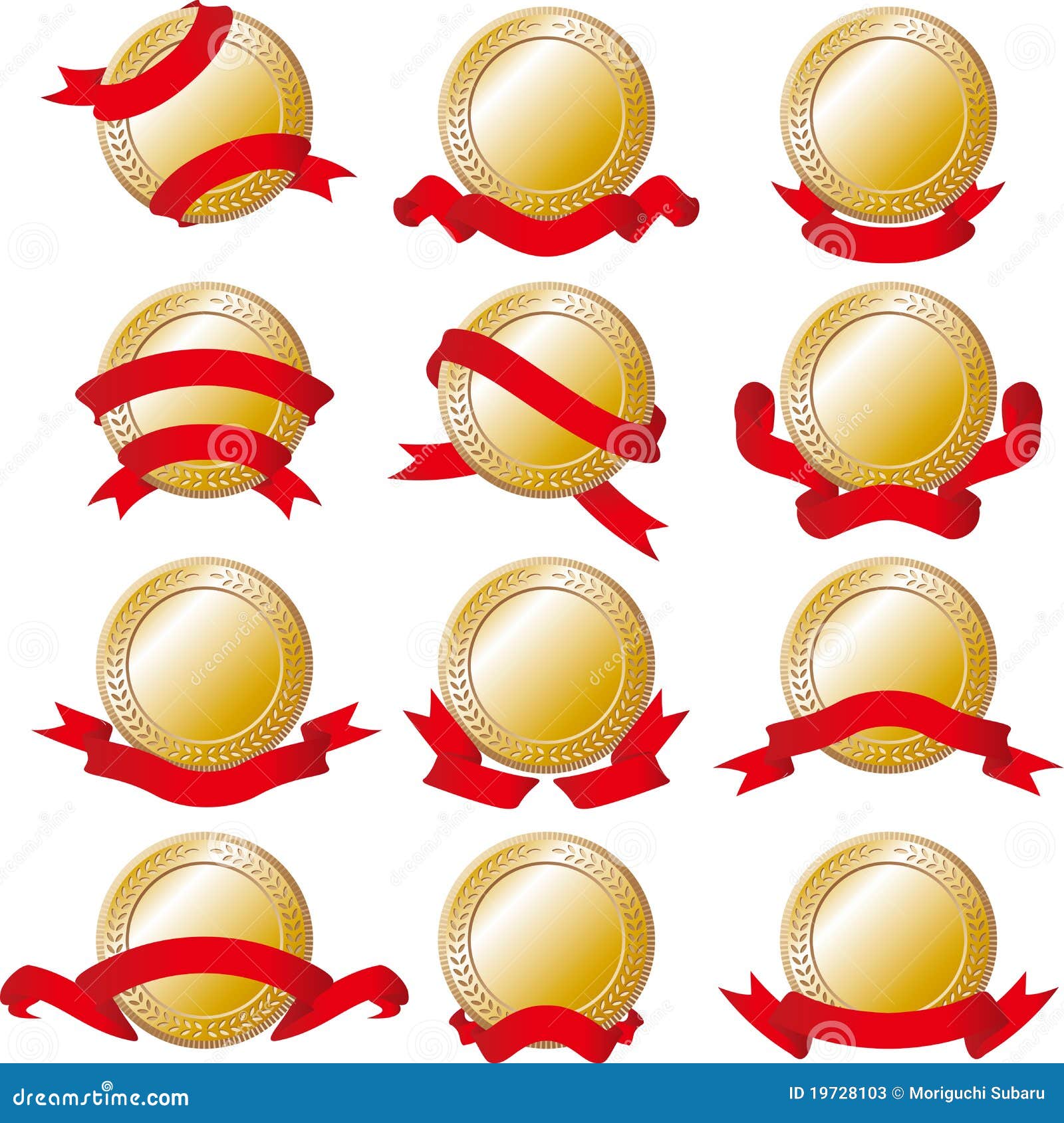 Medal Gold Vector Set, Flat Cartoon Golden Medallion, Award Symbol ...