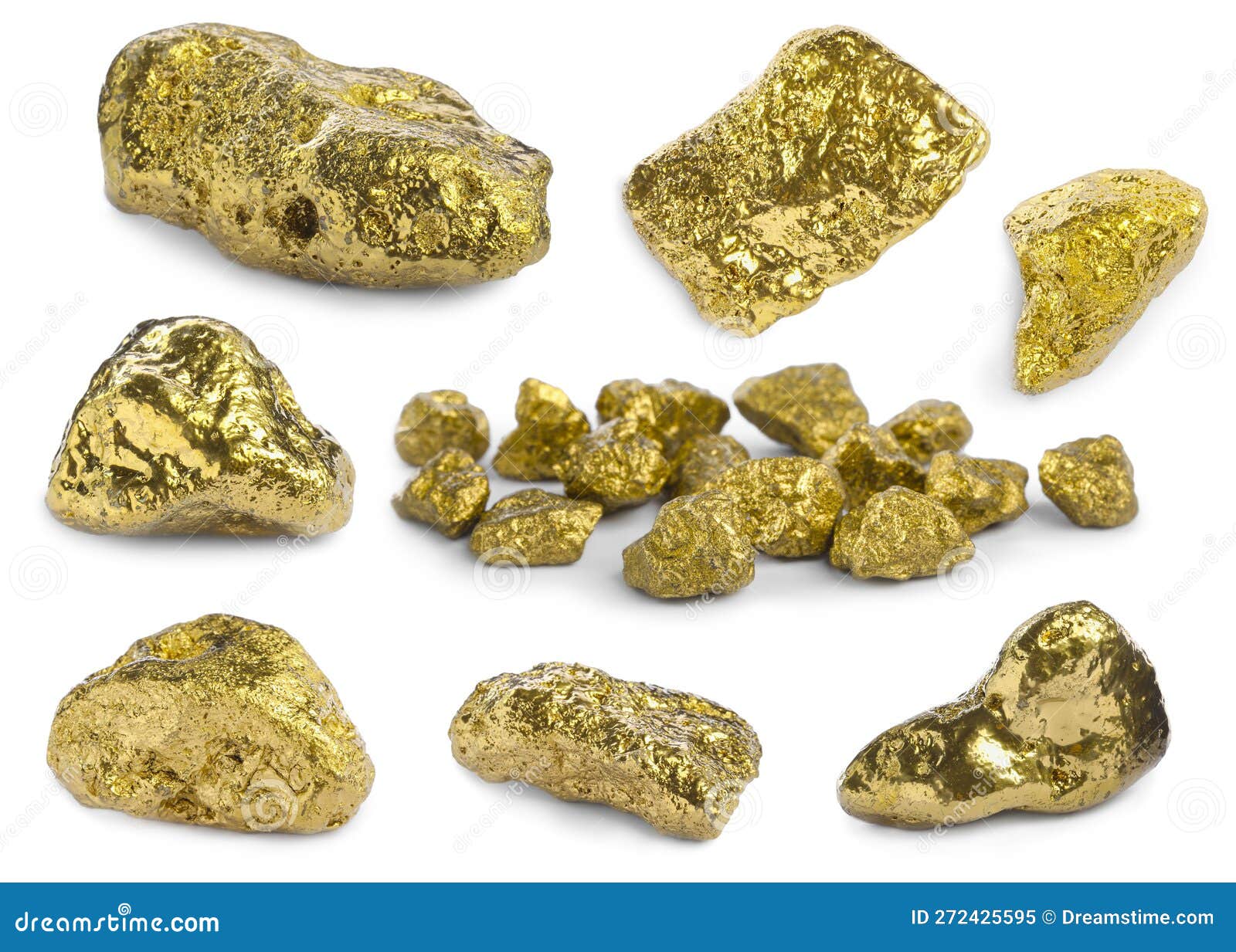 Set with Gold Nuggets on White Background Stock Image - Image of ...