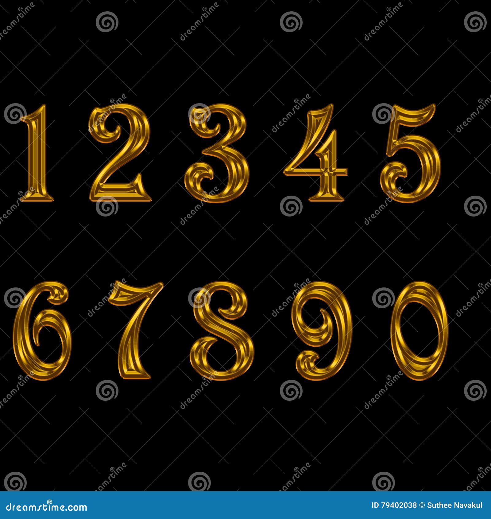 Set of gold number stock illustration. Illustration of elegant - 79402038