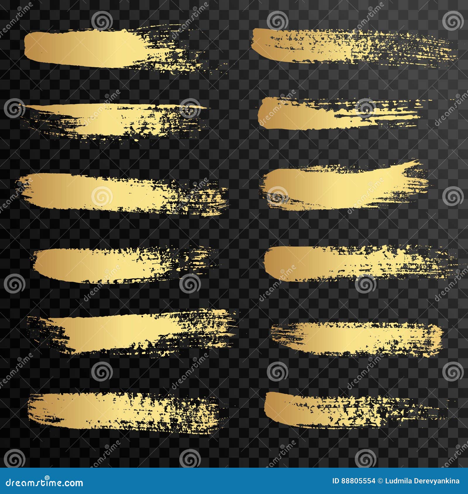 Set of Gold Paint, Ink Brush Strokes, Brushes, Lines. Stock ...