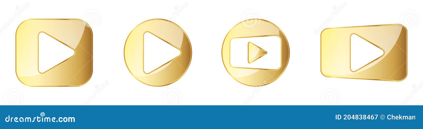 Set of Gold Play Buttons. Play Icons Isolated Stock Illustration ...
