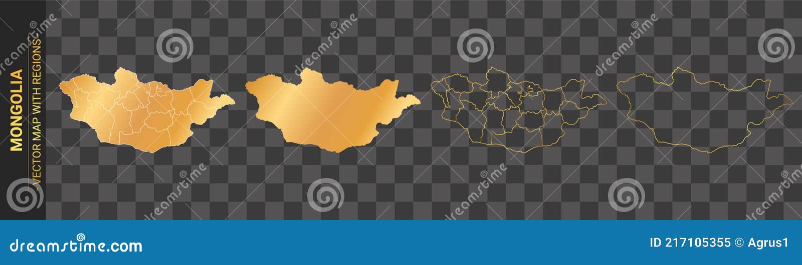 Set Of 4 Gold Political Maps Of Quatar With Regions Isolated On ...