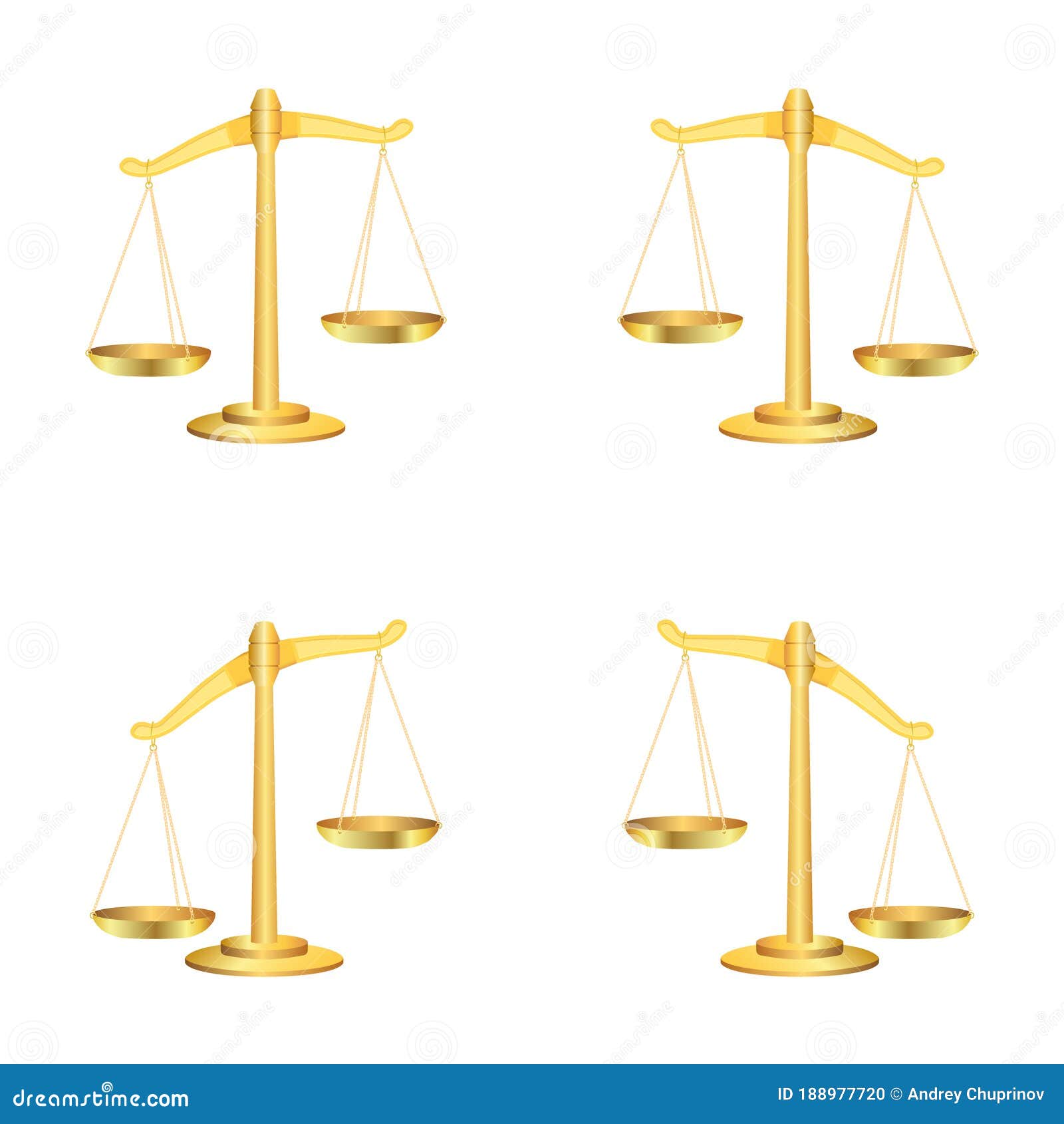 Set of Gold Realistic Scales with Different Slopes. Stock Vector ...