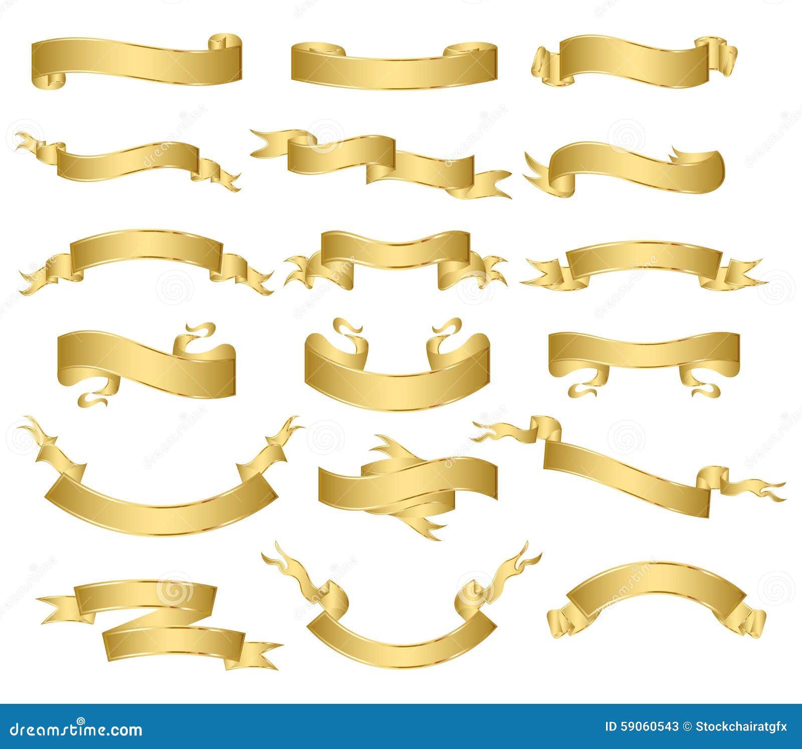 Set of gold ribbons stock vector. Illustration of modern - 59060543