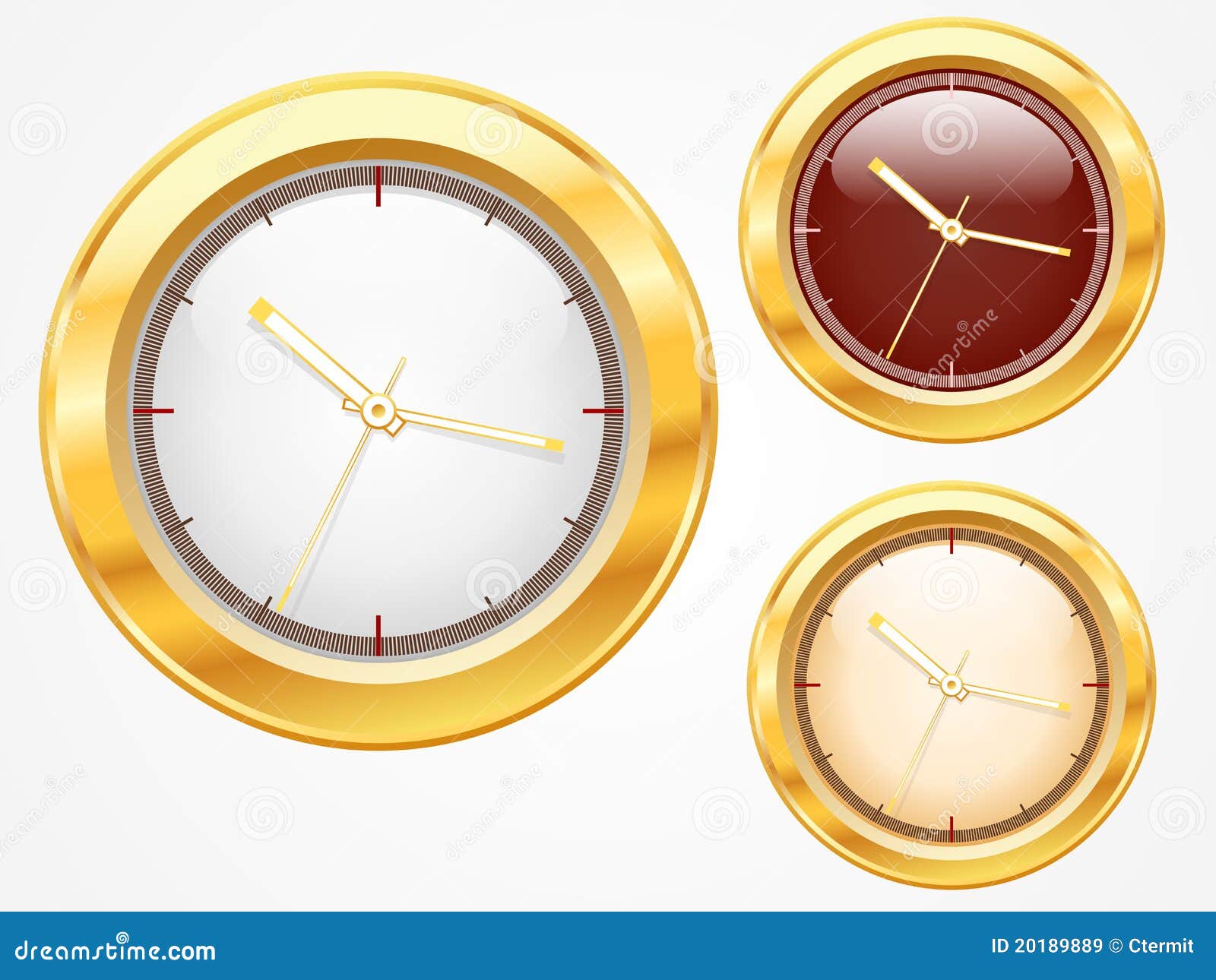 Set of Gold Shiny Clock Icon Design Stock Vector - Illustration of icon ...