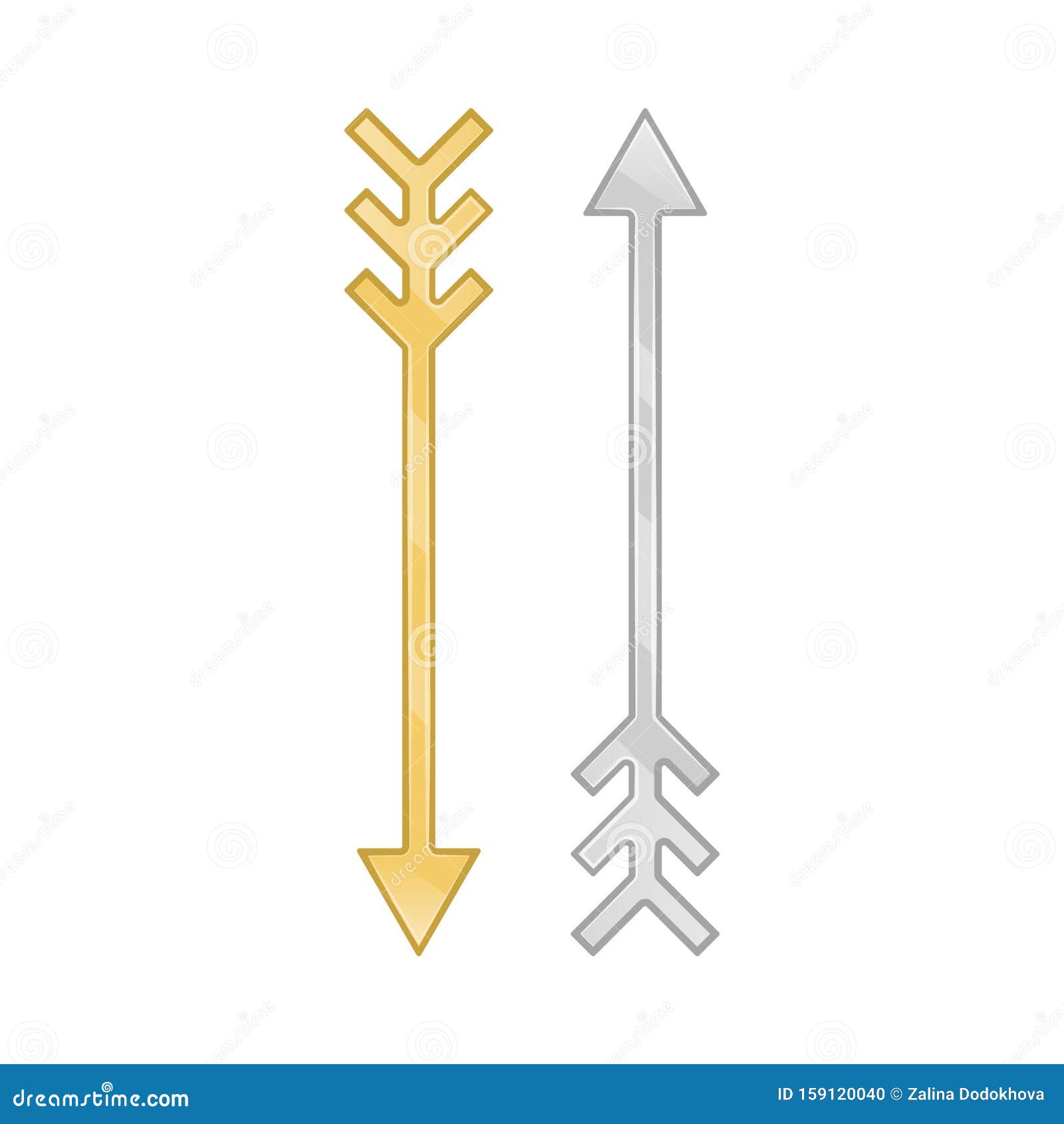 Set of Gold and Silver Arrows on White Background, Vector EPS 10 ...