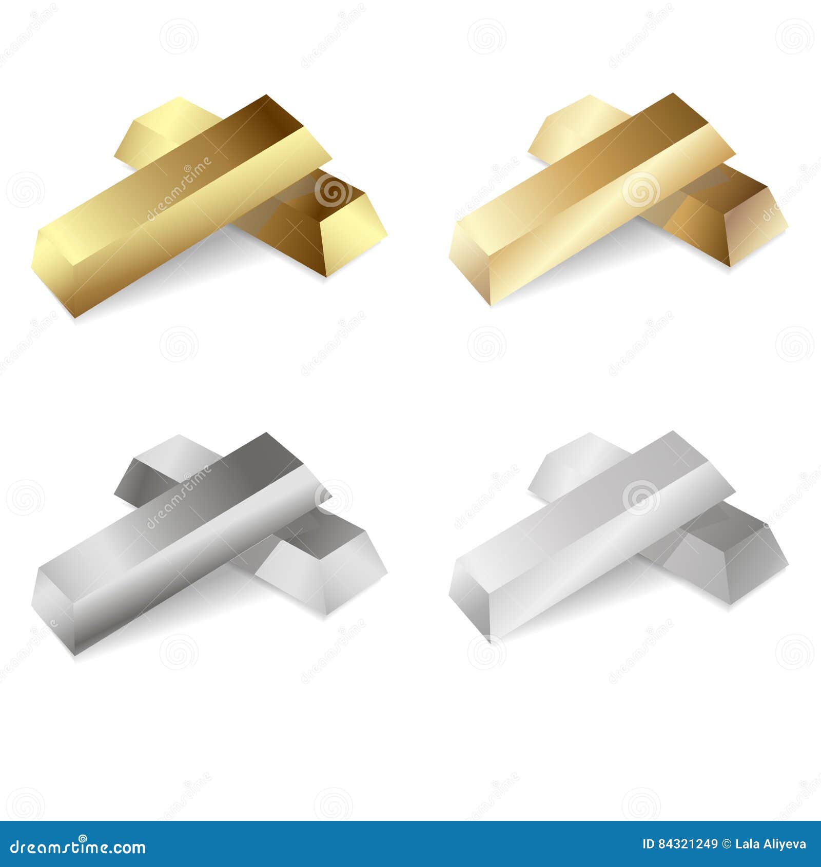 Set of Gold and Silver Bars. Vector Illustration Stock Illustration ...