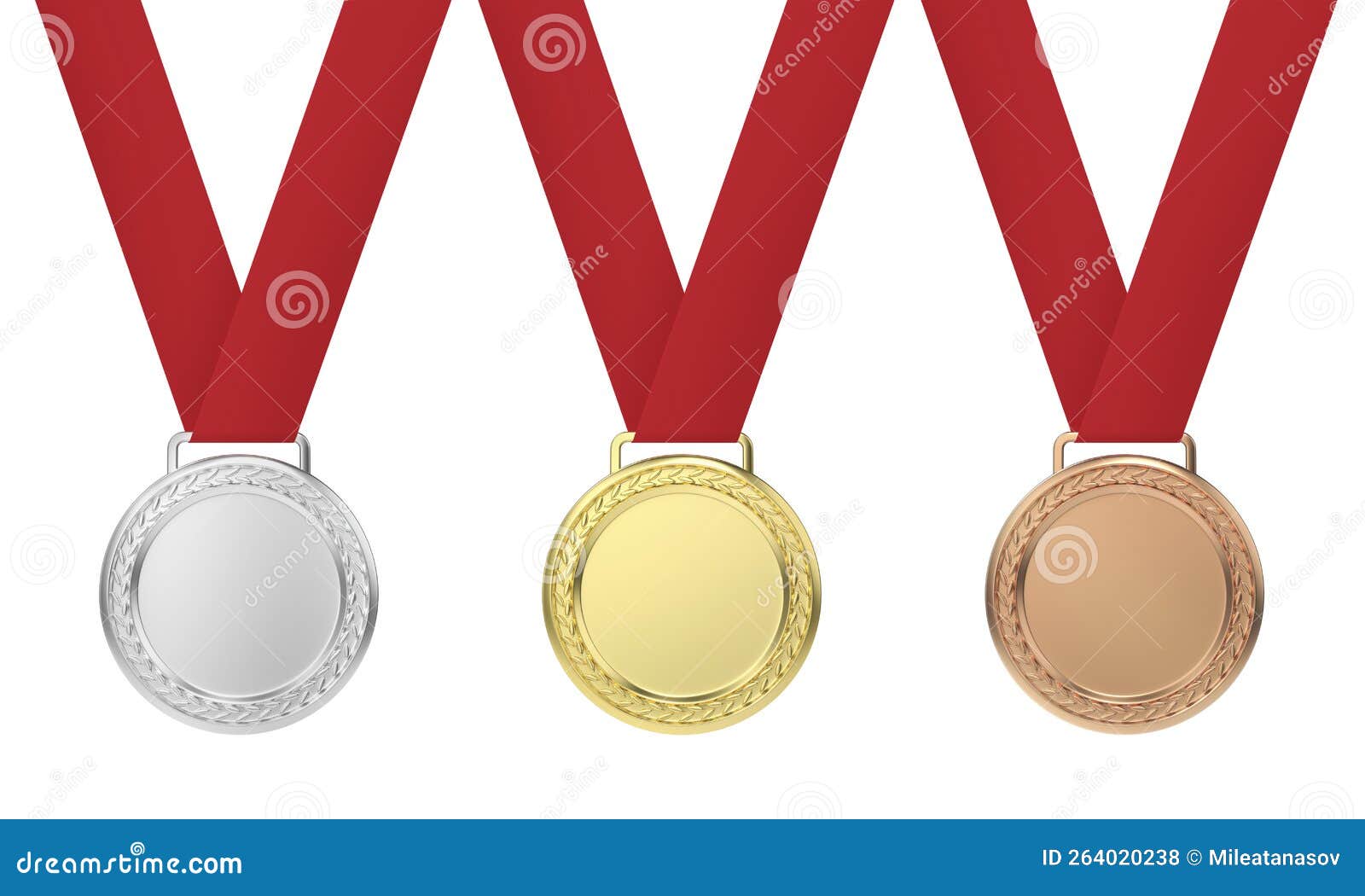 Set of Gold, Silver and Bronze Medals Stock Photo - Illustration of ...