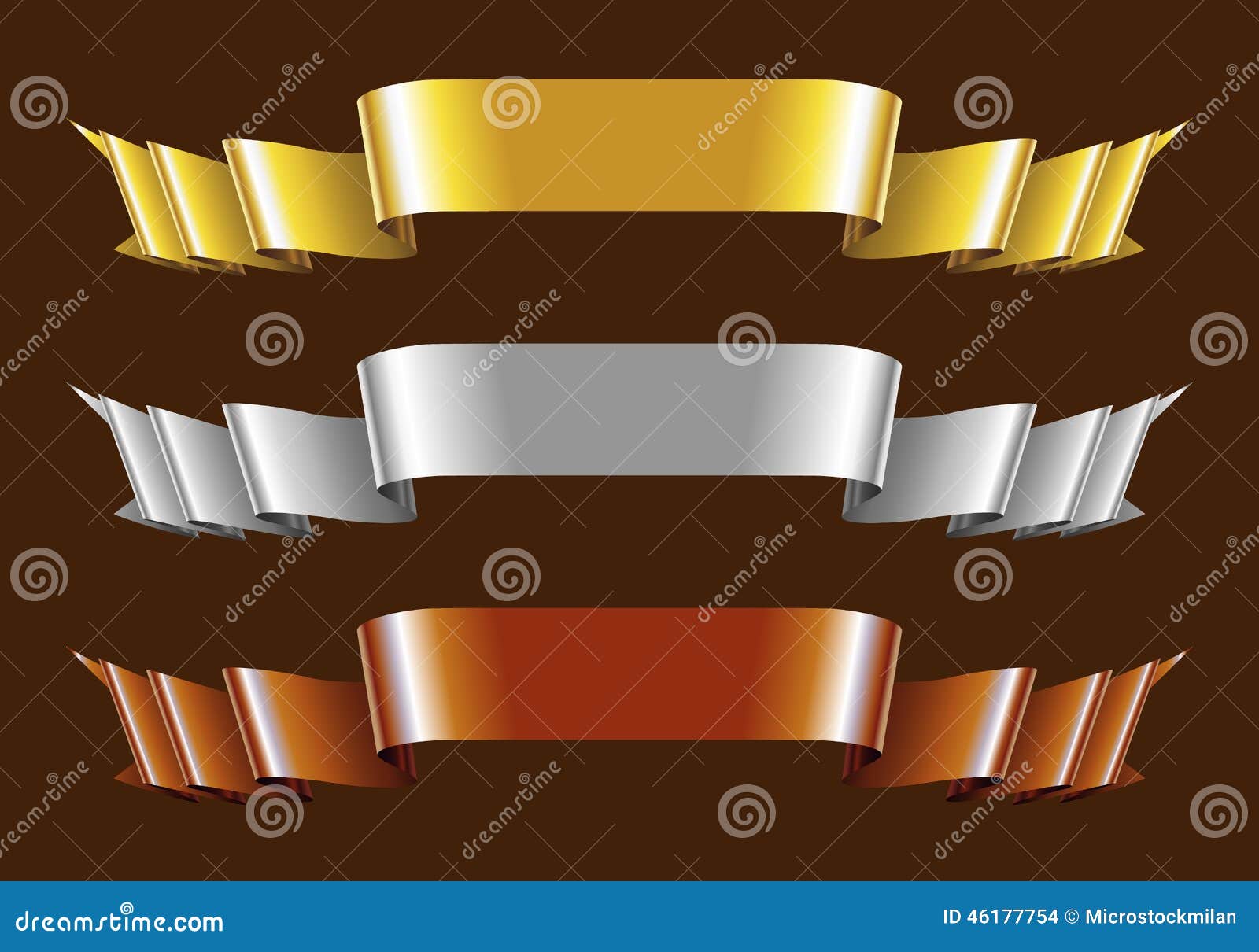 Set of Gold, Silver and Bronze Ribbons Stock Illustration ...