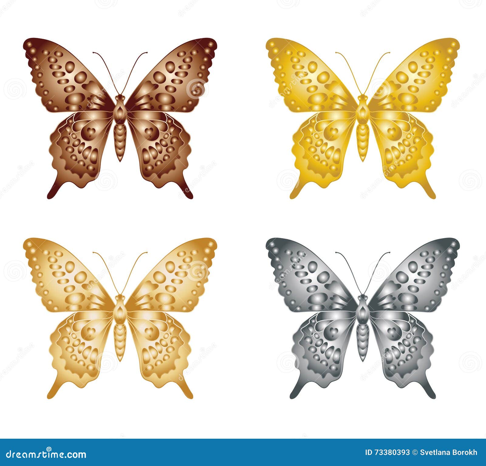 Set Gold Butterflies Vector Stock Illustrations – 233 Set Gold ...