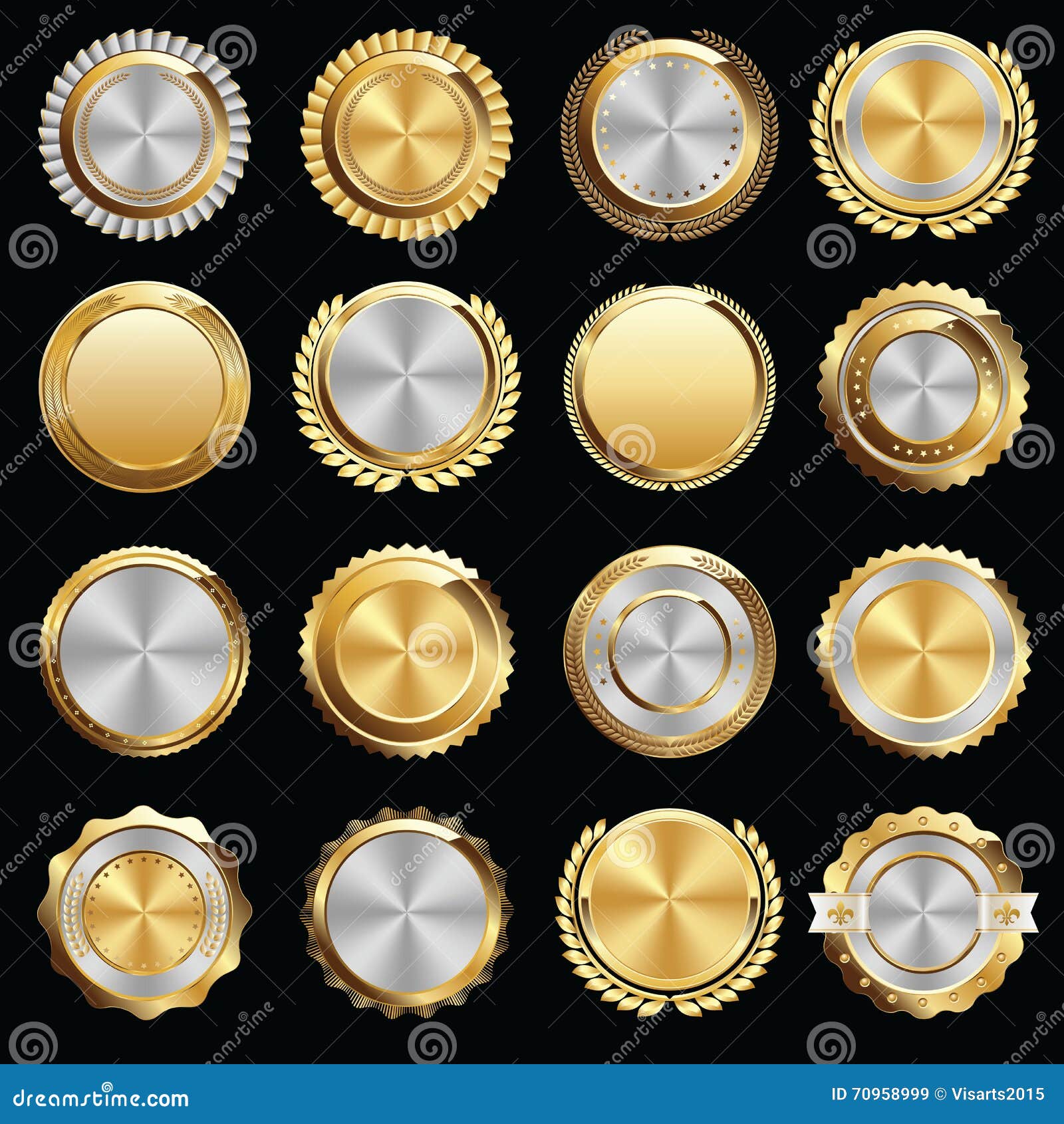 Set of Gold and Silver Certificate Seals and Badges Stock Vector ...