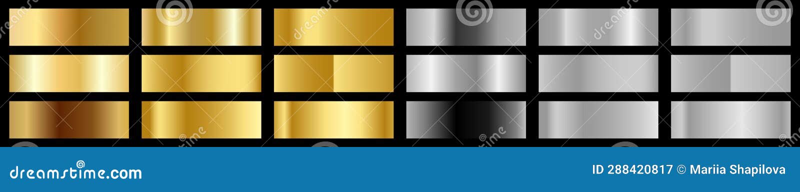 Set of Gold and Silver Gradient Stock Vector - Illustration of ...