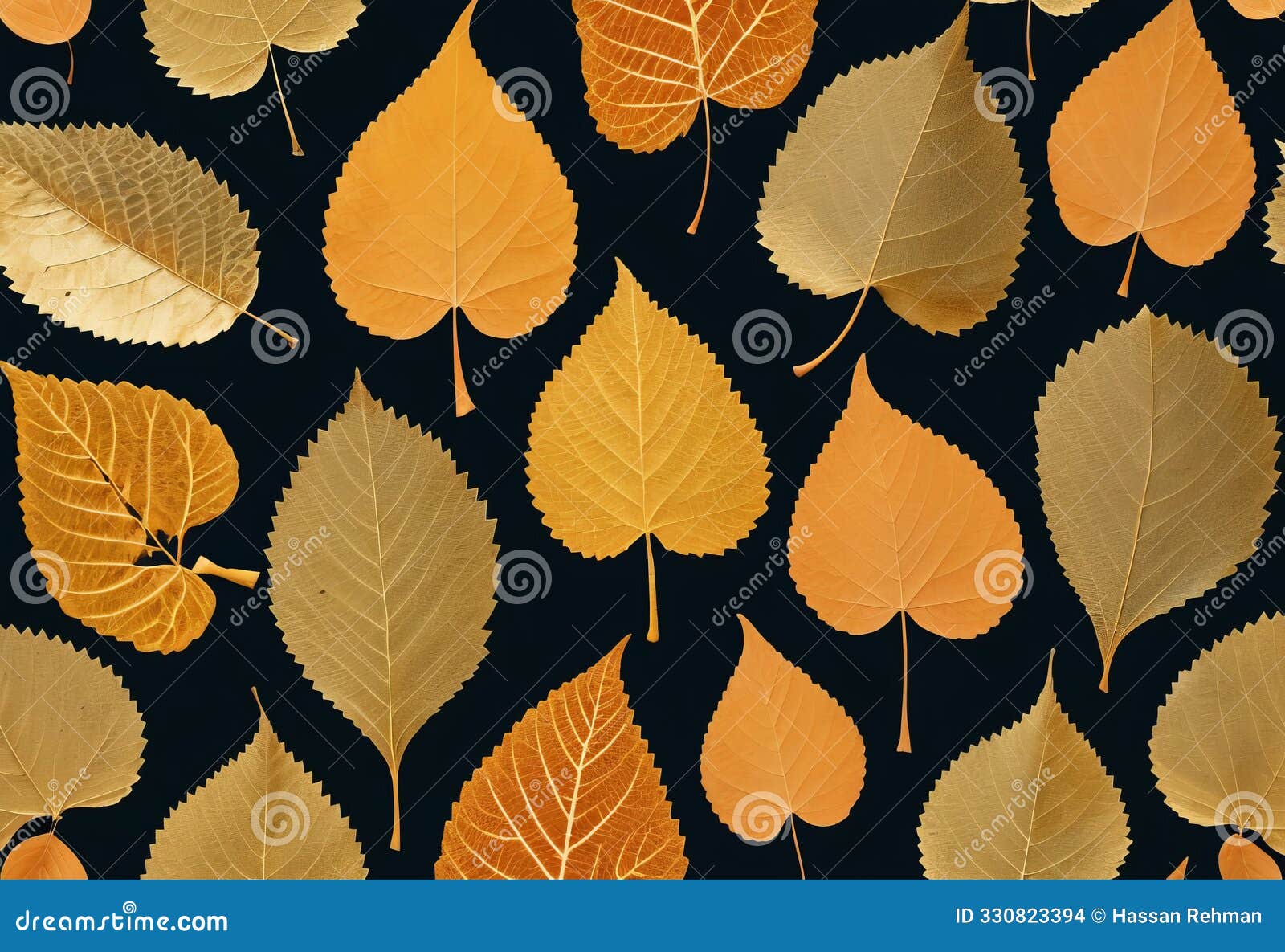 Set of Gold Skeleton Leaves on Black Background Stock Illustration ...