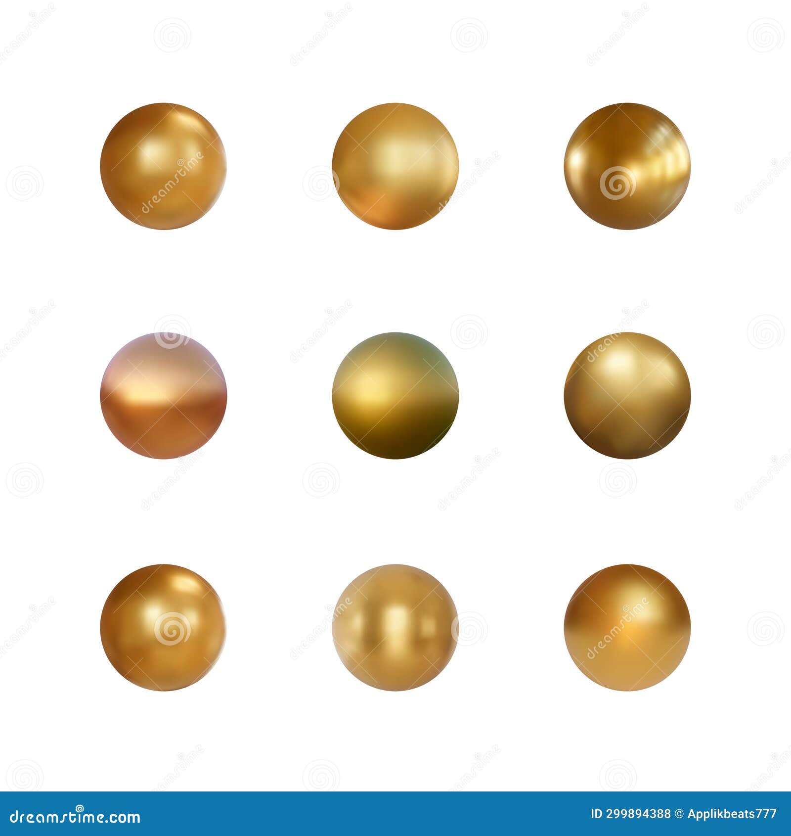 Set of Gold Sphere Isolated on White Background. Collection of Golden ...