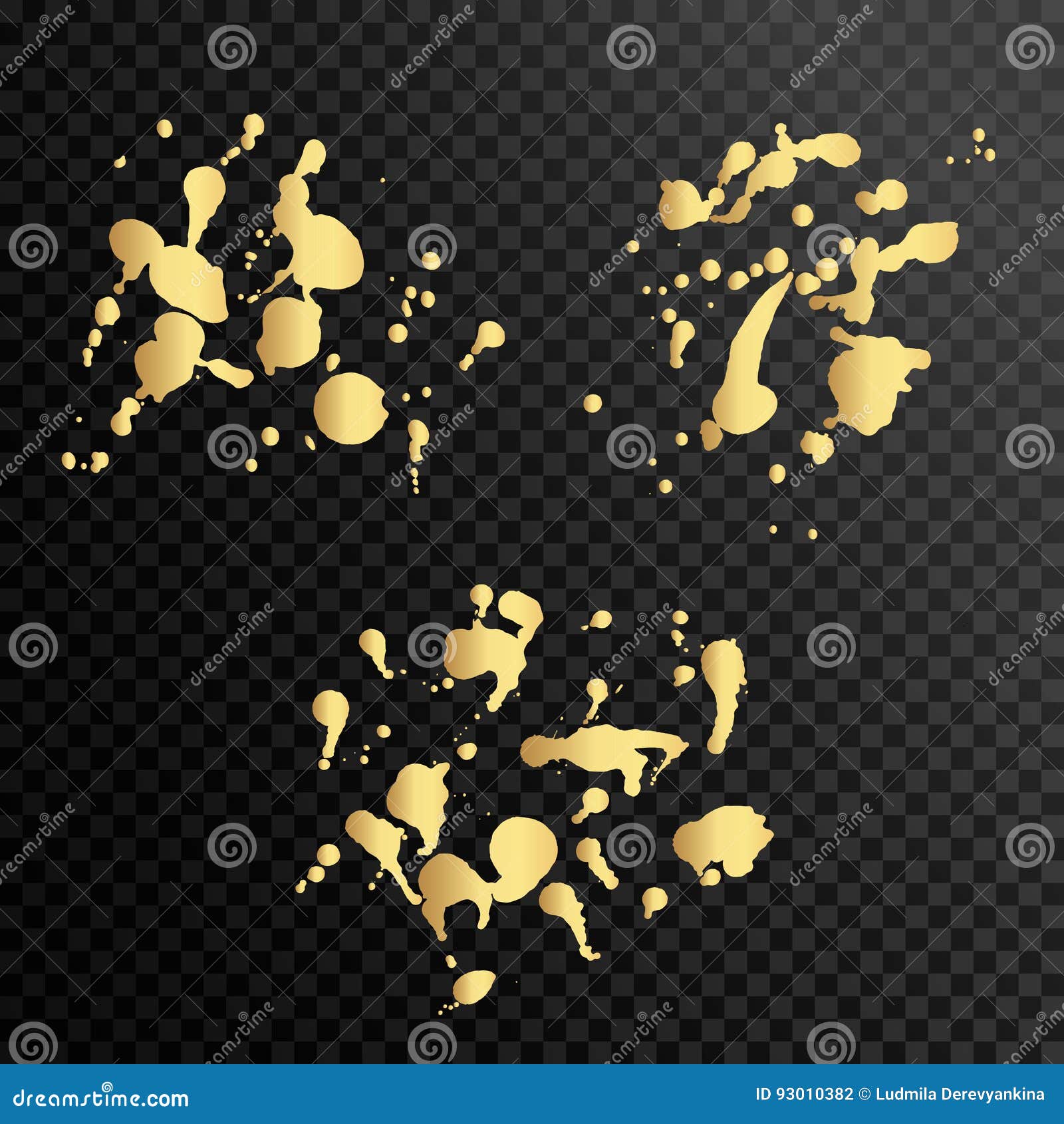 Set of Gold Splash on Black Background Illustration Stock Illustration ...