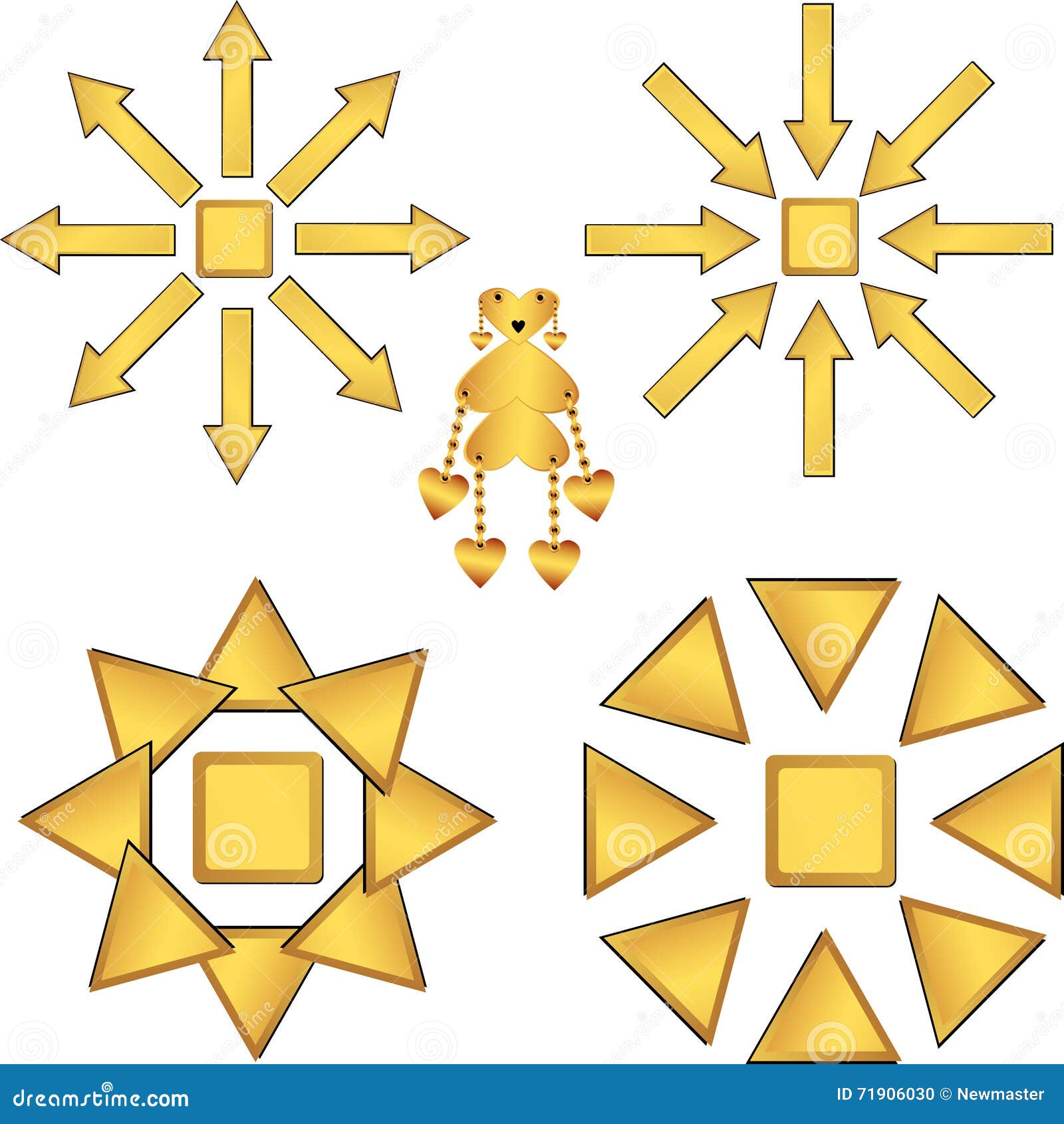 Set of Gold Vector Drawings Stock Vector - Illustration of gradient ...