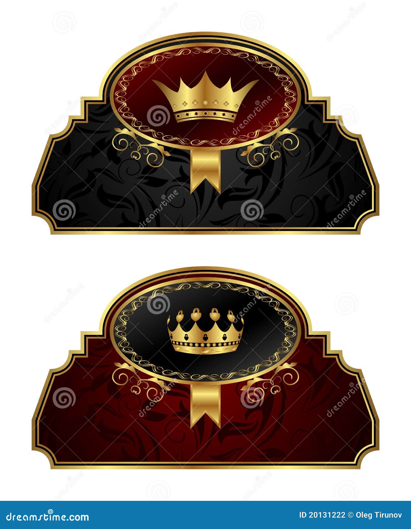 Set Gold Vintage Labels with Crown Stock Vector - Illustration of ...