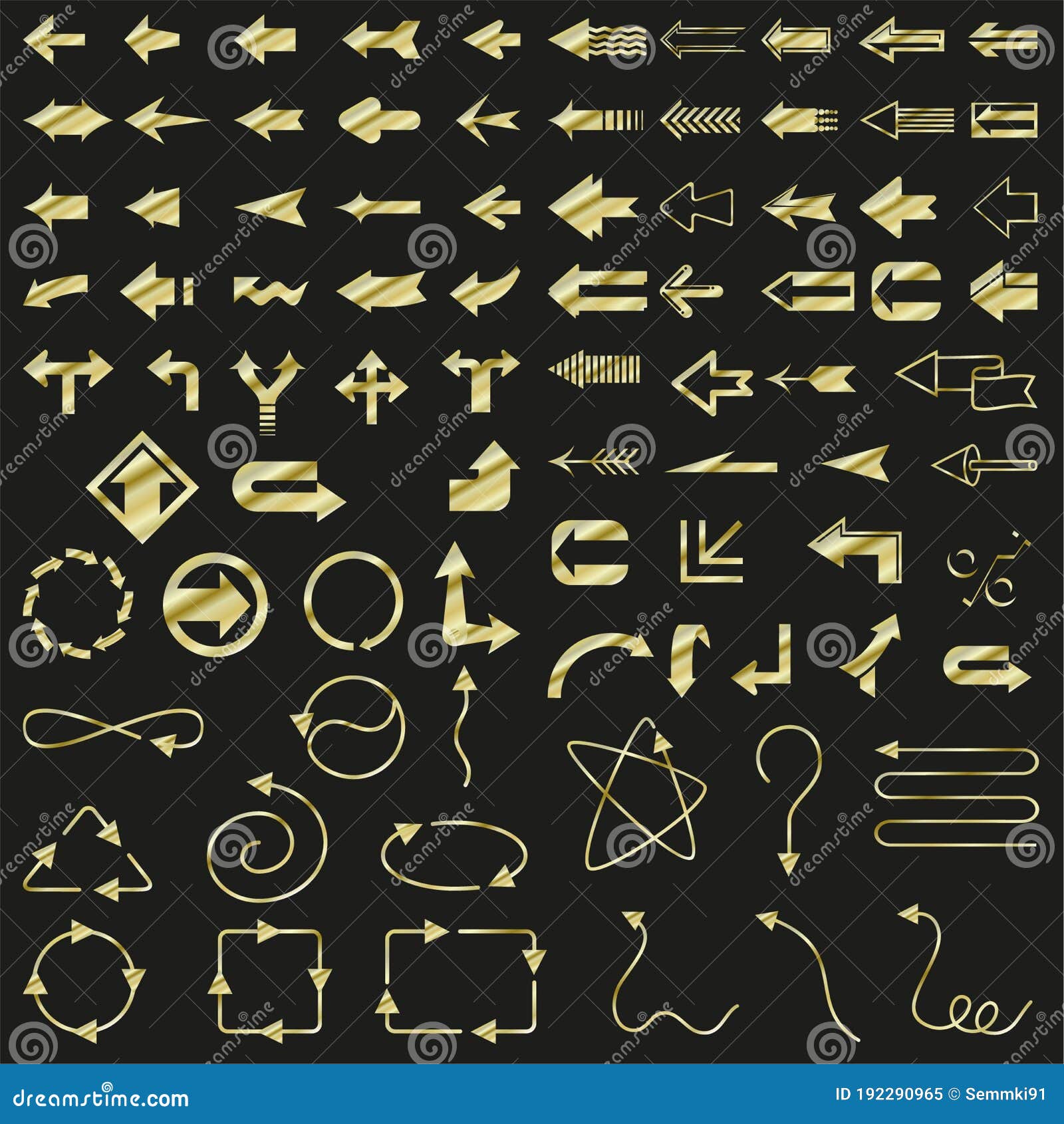 Set of Golden Arrows Icons, Vector Illustration Stock Illustration ...