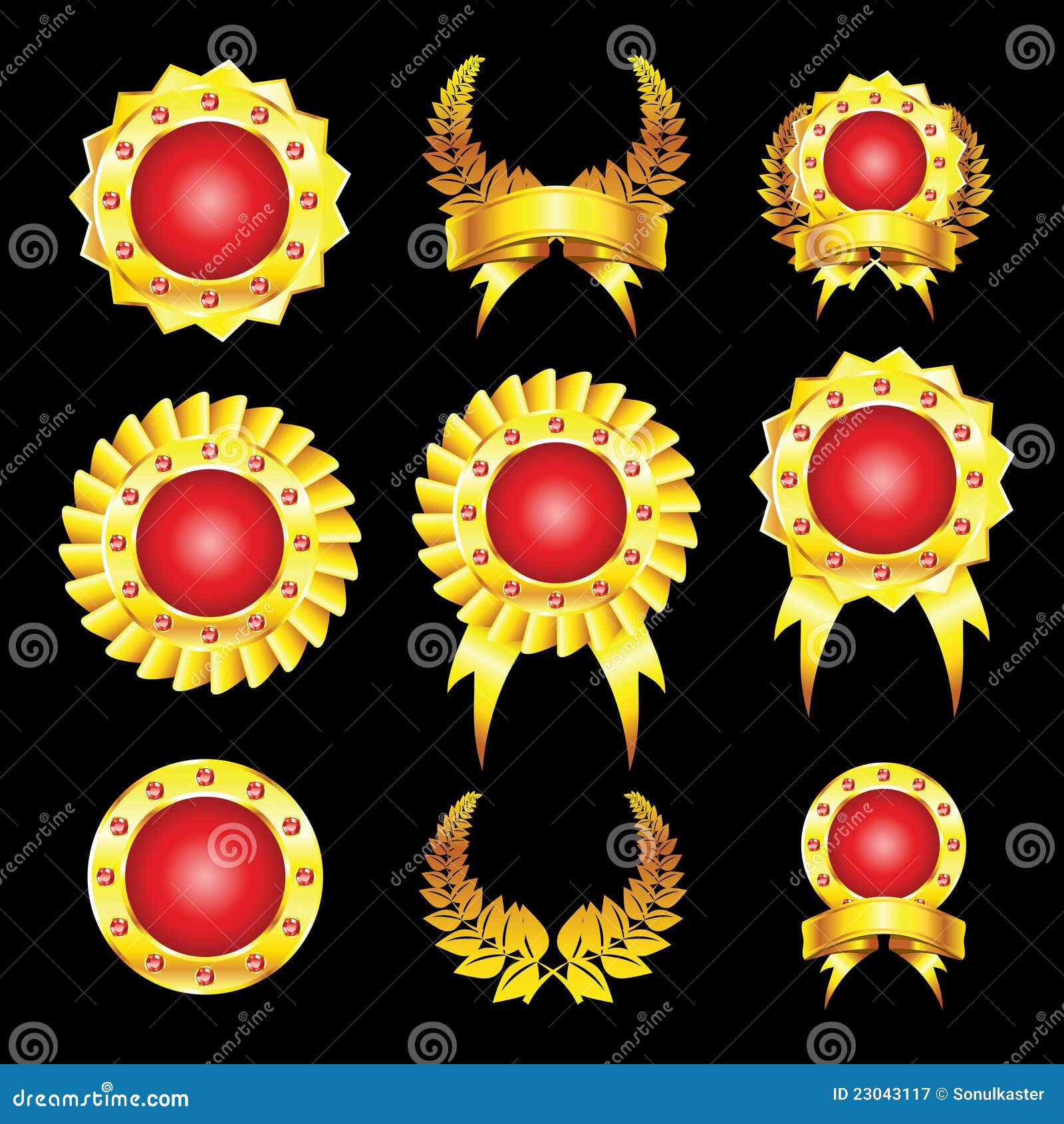 Set of golden award labels stock vector. Illustration of approval ...