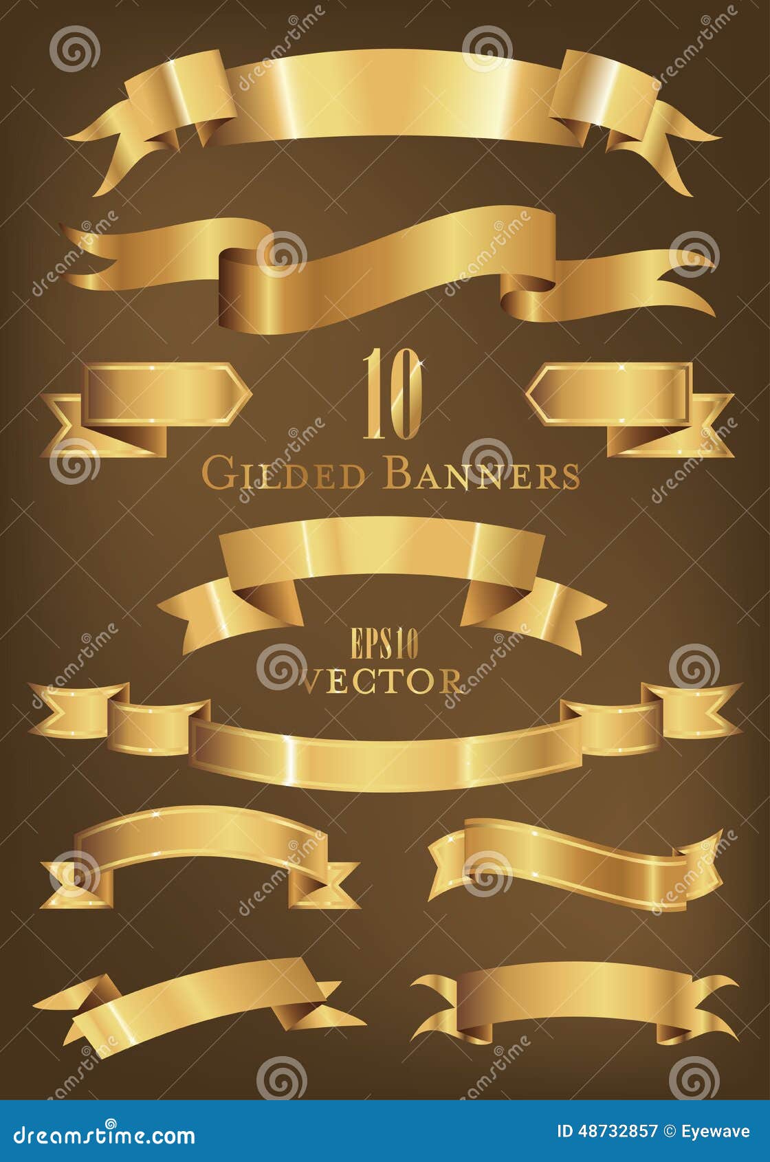 Set of 10 Golden Banners Vector Illustration Stock Vector ...