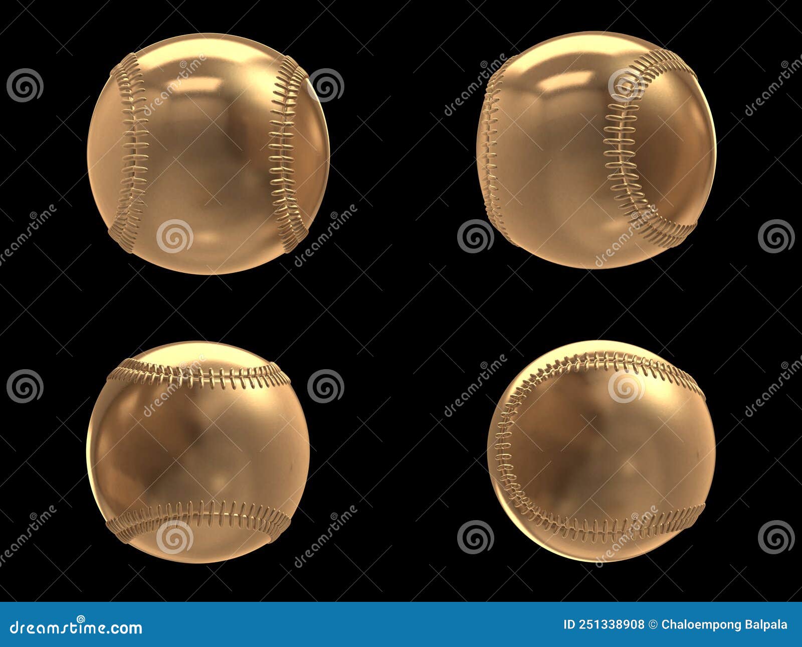 Set of Golden Baseball Isolated Objects. Stock Illustration ...