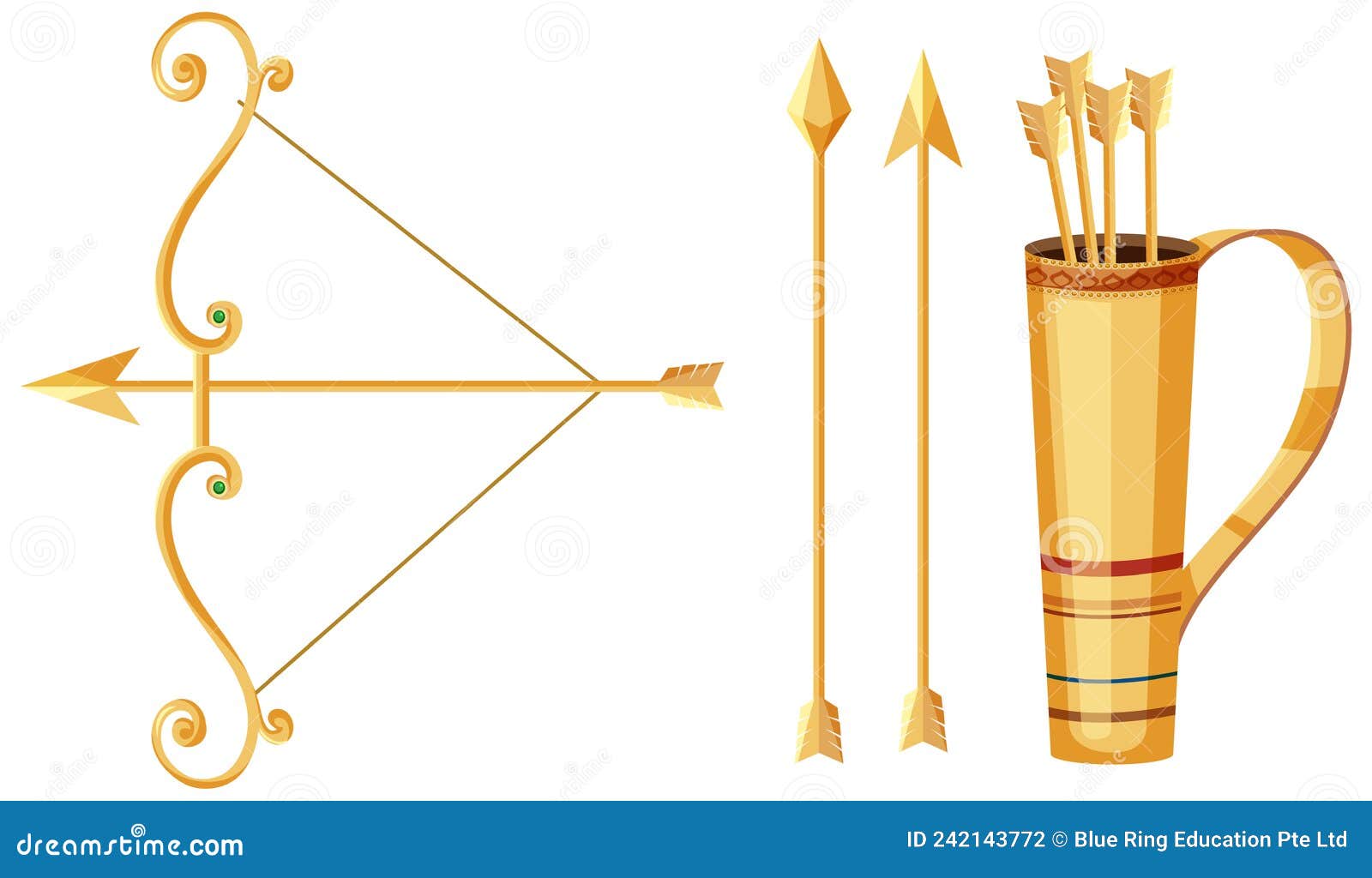 Set of Golden Bow and Arrows Stock Vector - Illustration of healthy ...