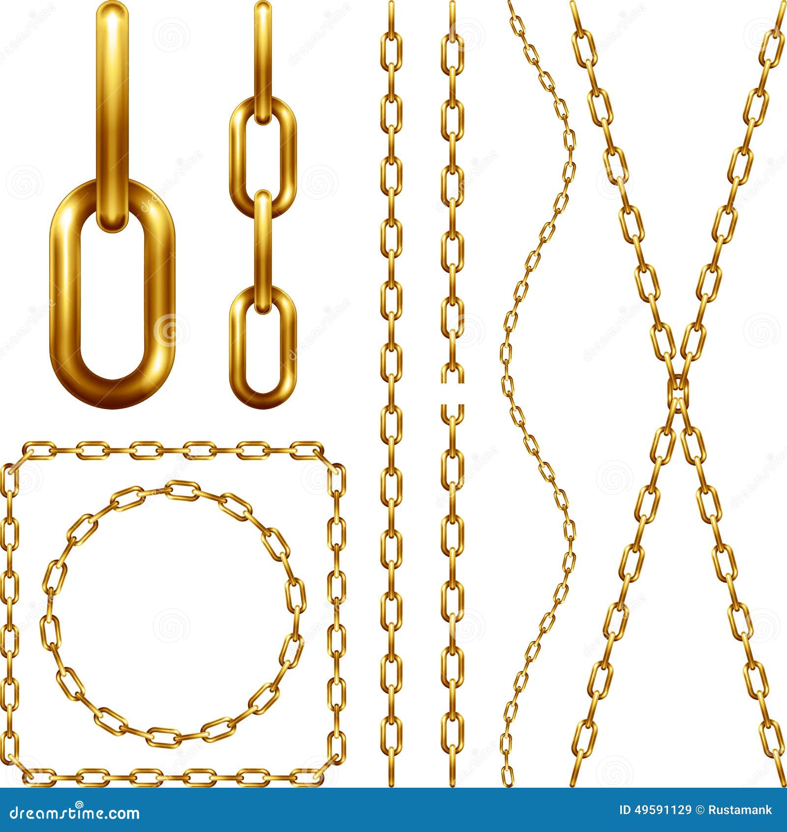 Set of golden chain stock vector. Illustration of line - 49591129