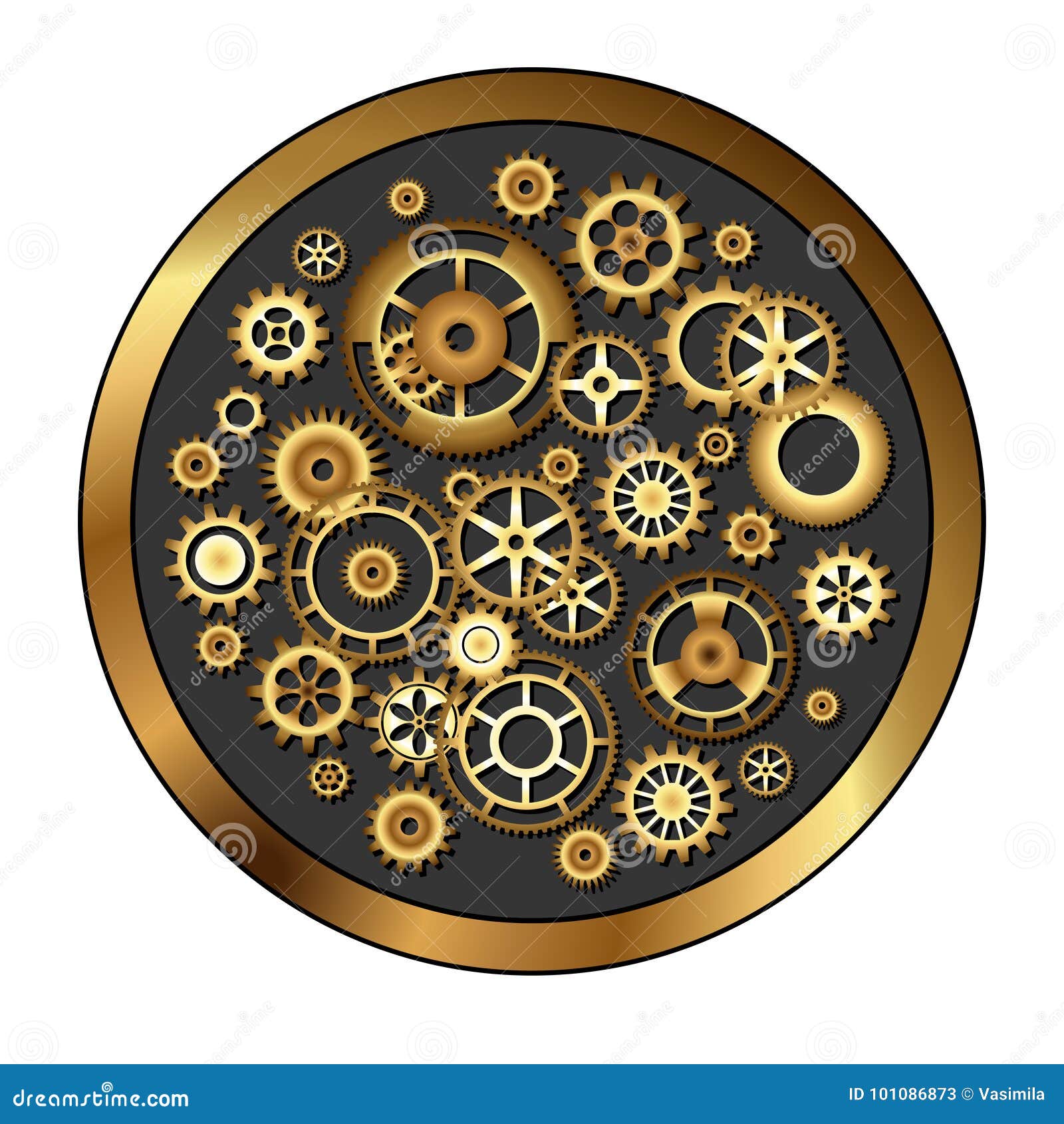 Golden skeleton clockwork stock vector. Illustration of gear - 101086873