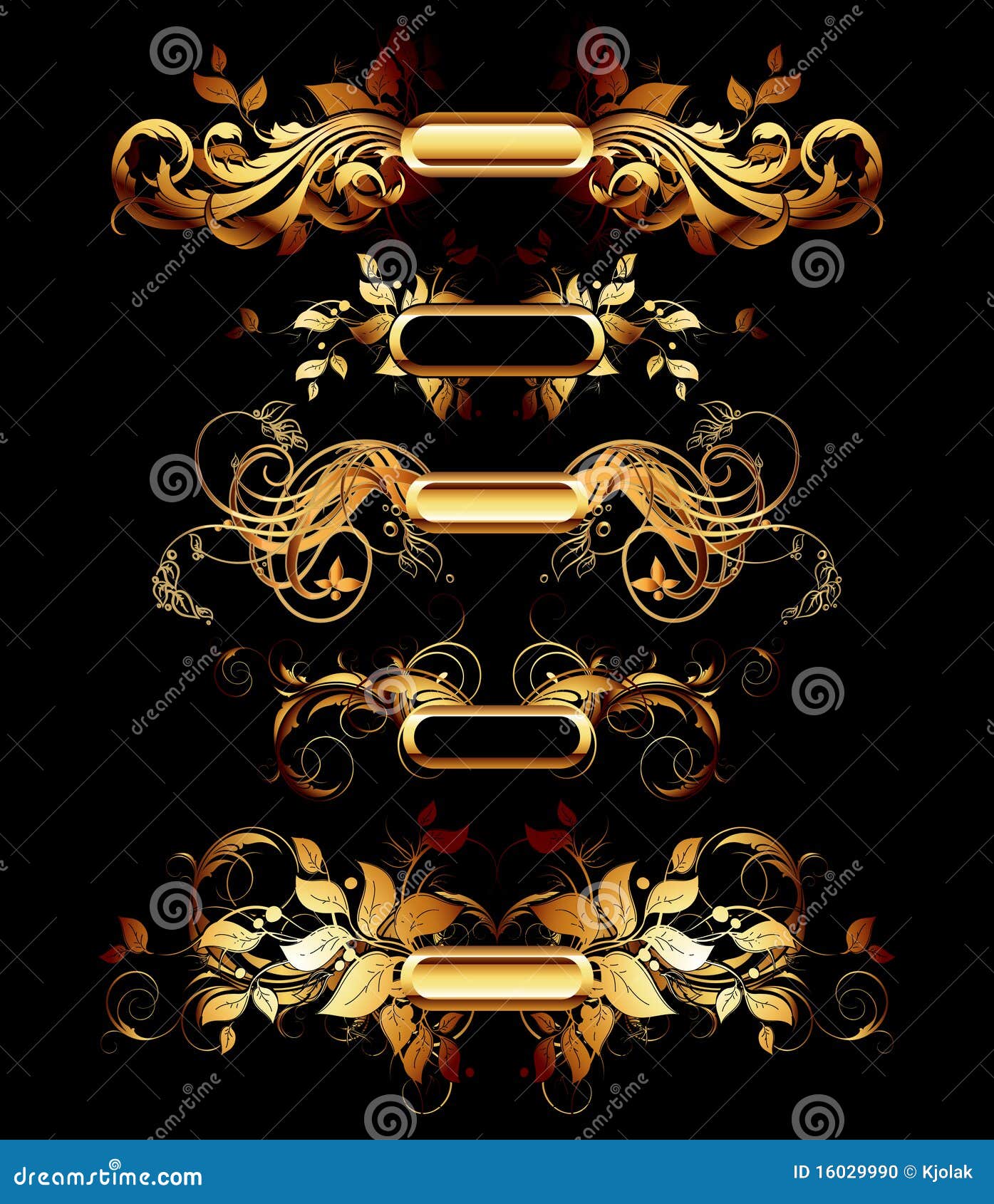 Set of Golden Design Elements Stock Vector - Illustration of elegance ...