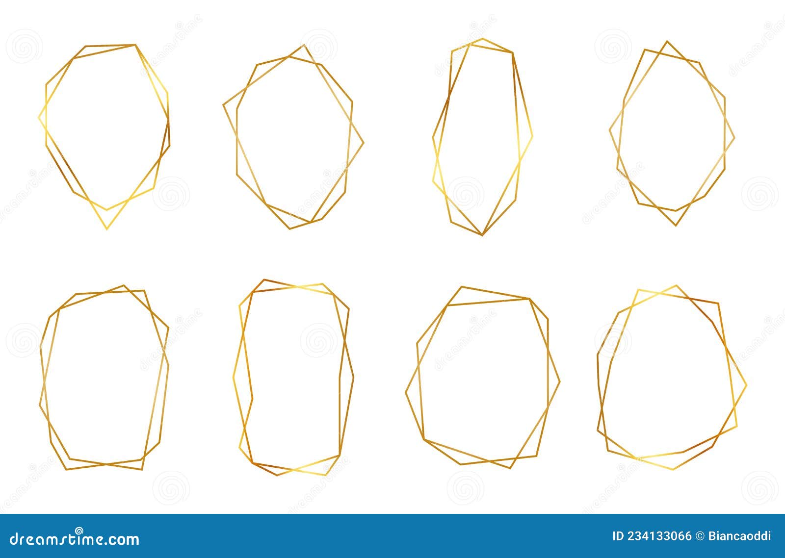 Set of Golden Diamond Frames, Art Deco Style Collection of Linear ...