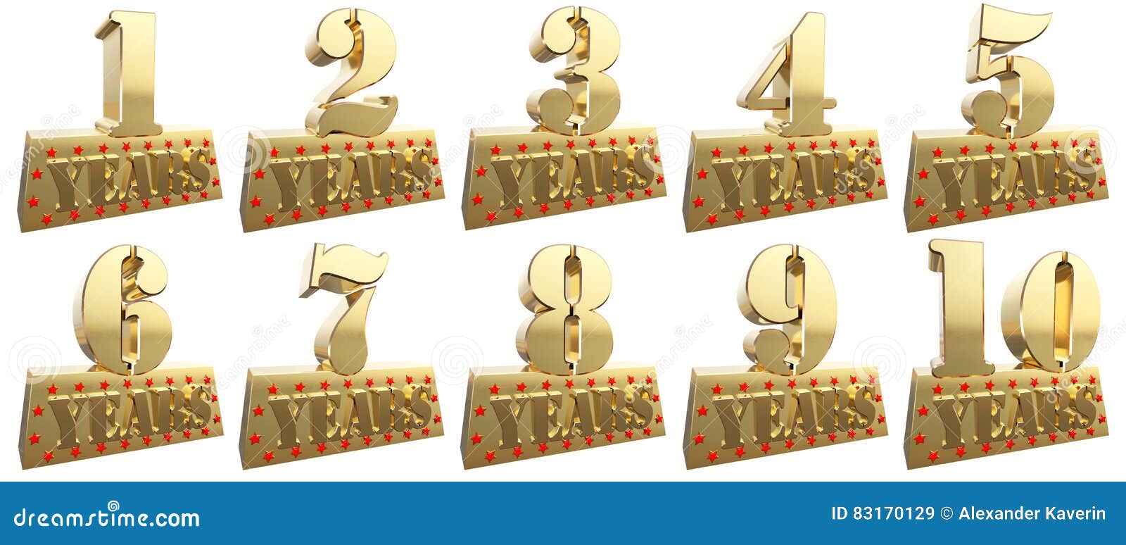 Set of Golden Digits on a Gold Ingot for the Anniversary Stock ...