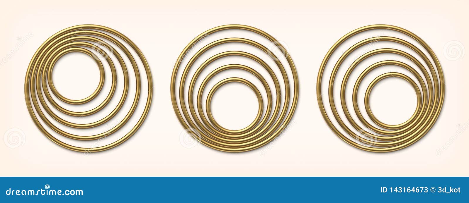 Set of Golden Eccentric Circle Frames Vector Illustration Stock Vector ...