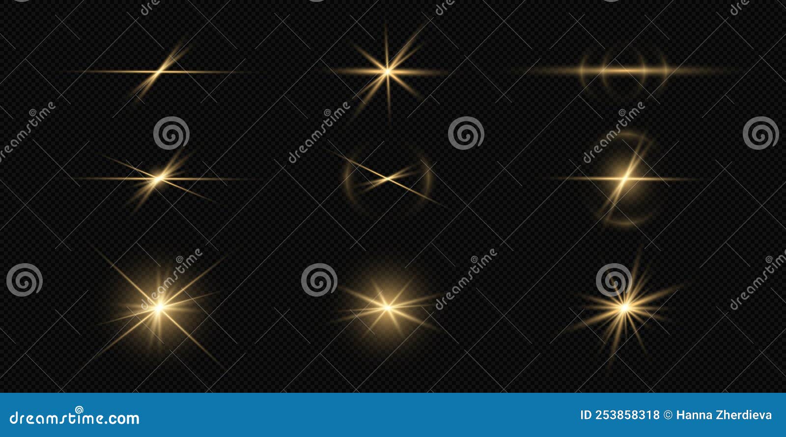 Set of Golden Effects, an Explosion of a Star with Sparkles and Light ...