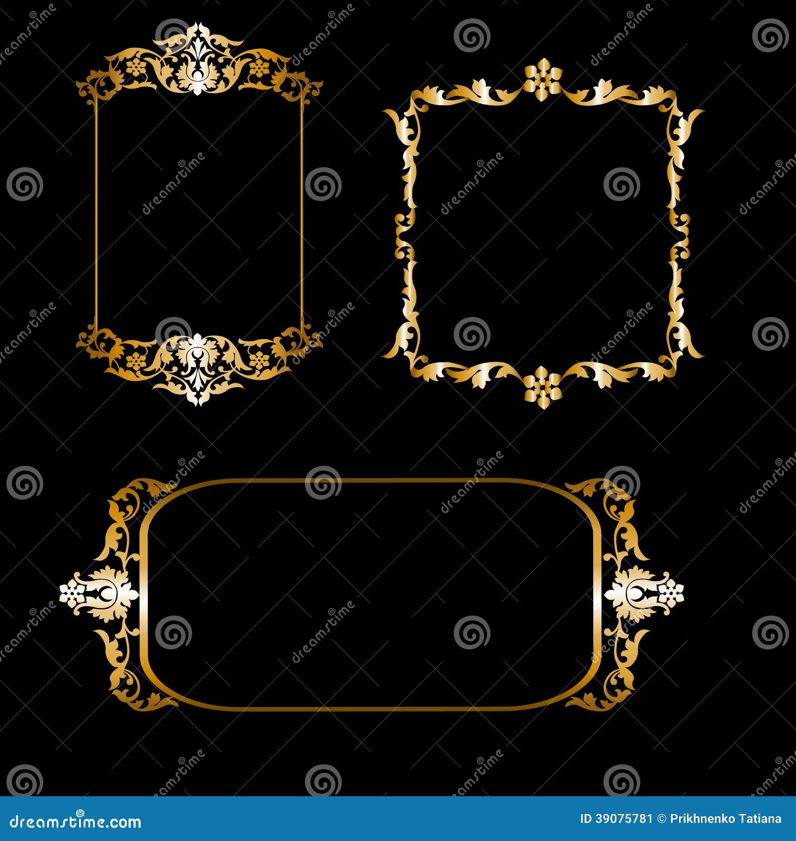Set of golden frames stock vector. Illustration of design - 39075781