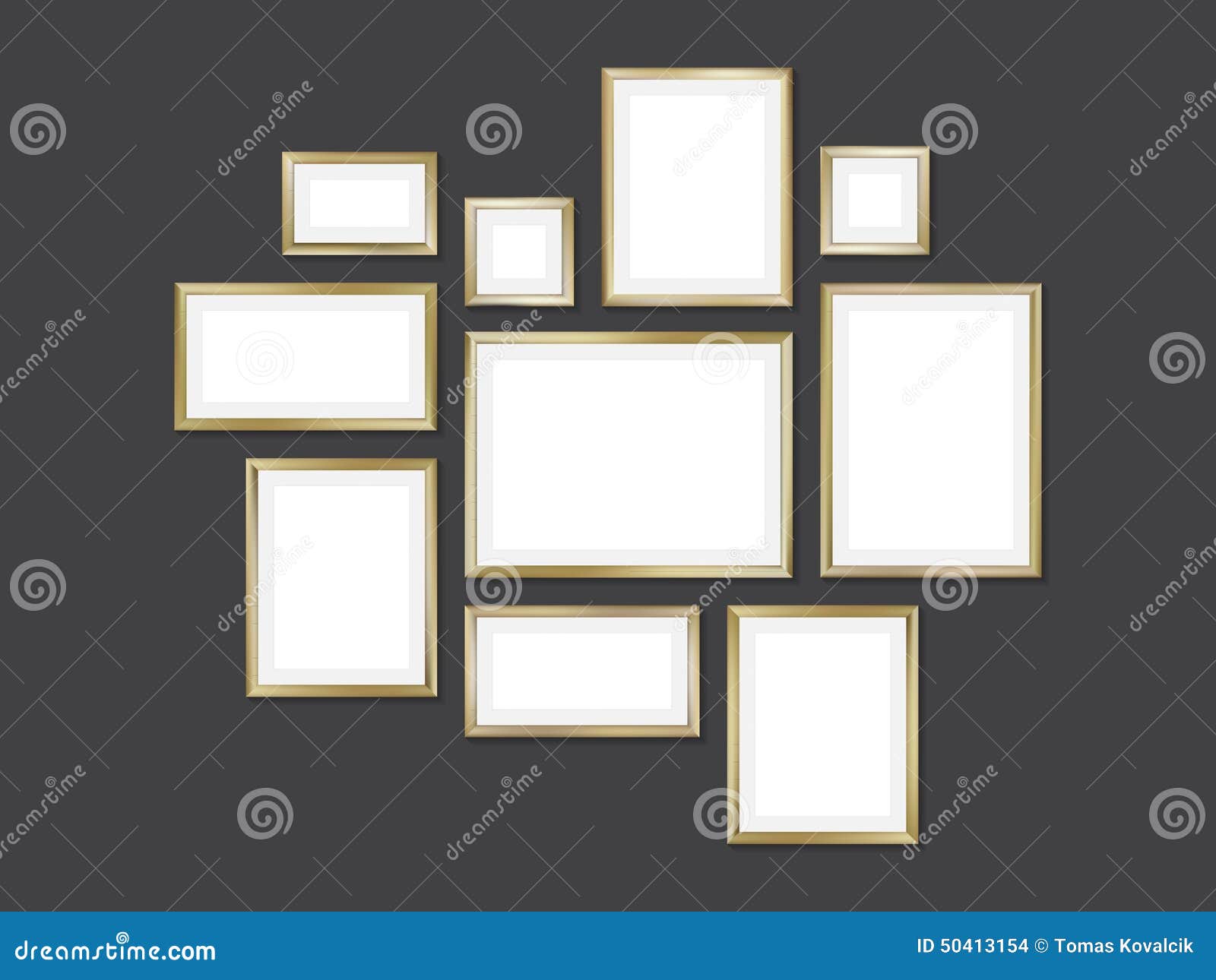 Golden Frames. Modern Gold Geometric Frames, Elegant Gold Glowing ...