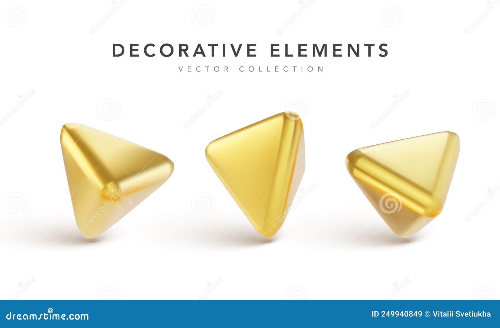 Set of Golden Geometric 3d Objects with Shadow Isolated on White ...